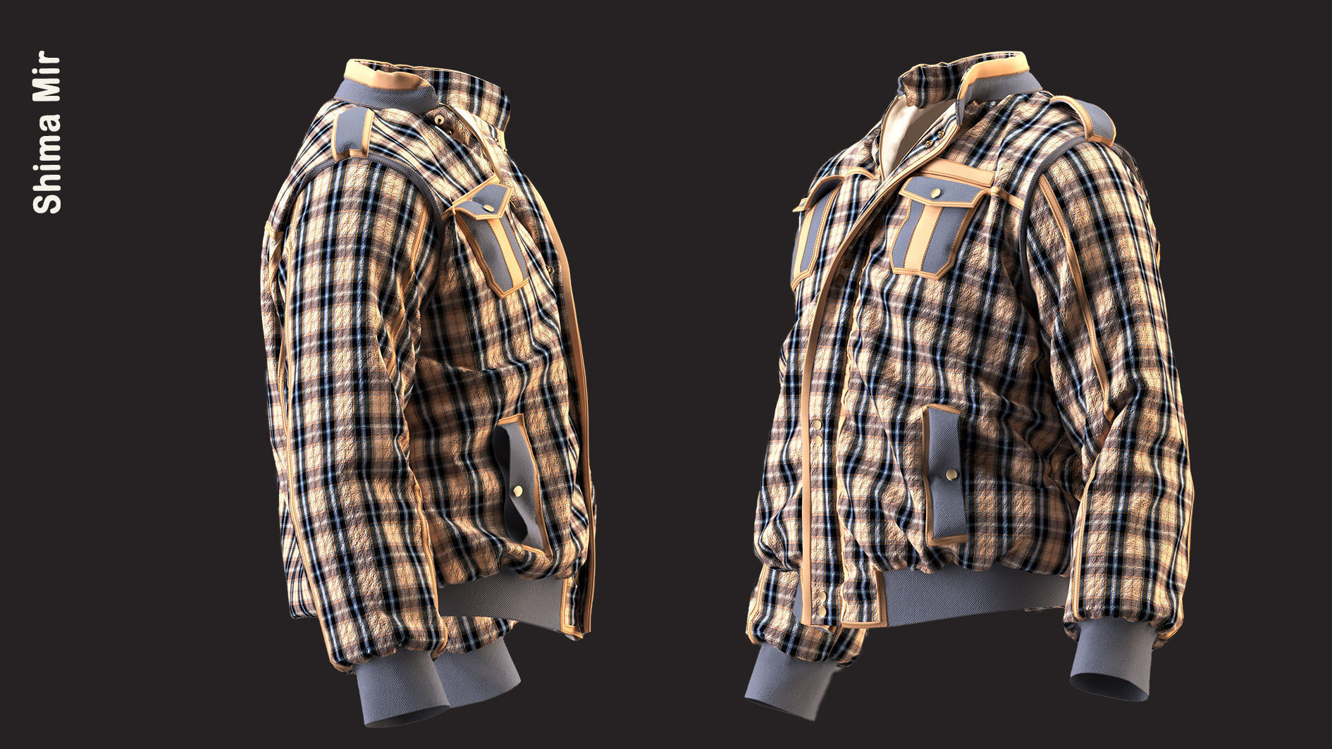 3d Fleece plaid jacket 3D model | CGTrader