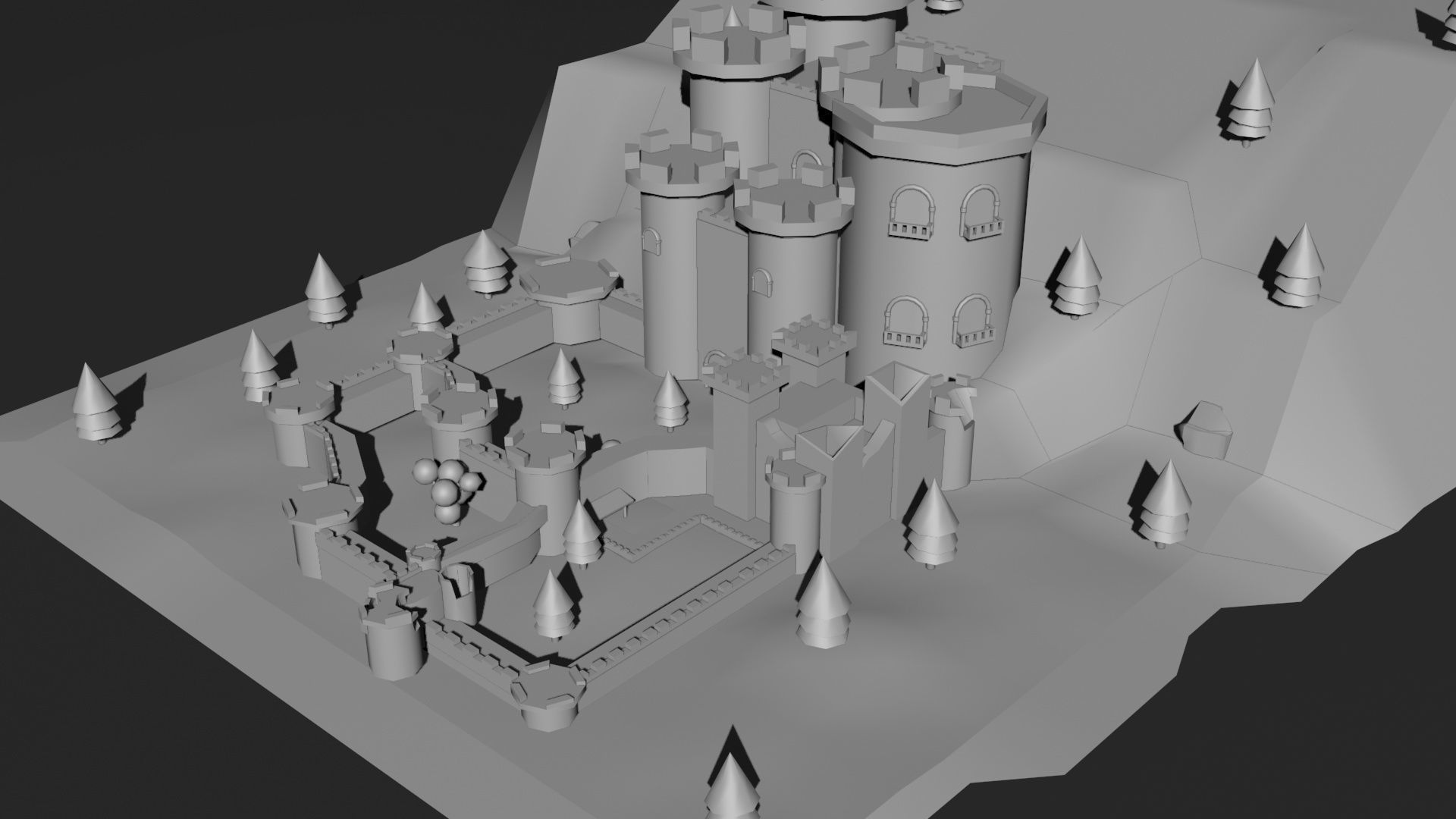 3D model Low Poly Castle 4 VR / AR / low-poly | CGTrader