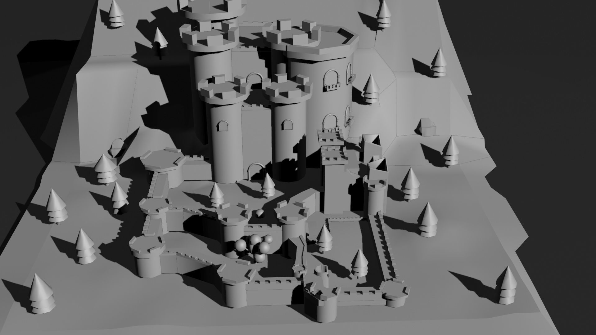 3D model Low Poly Castle 4 VR / AR / low-poly | CGTrader