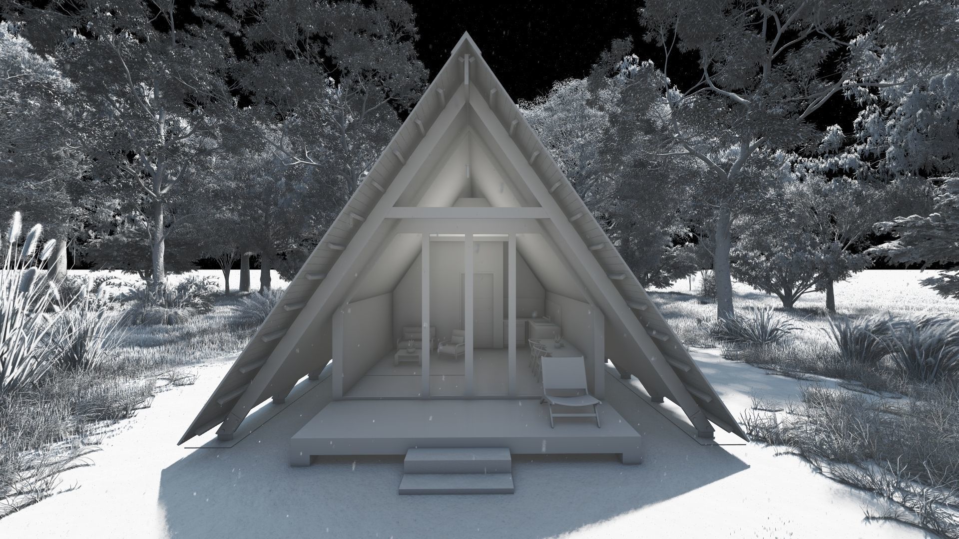 3D model Modern A- Frame Cabin House 3D VR / AR / low-poly | CGTrader