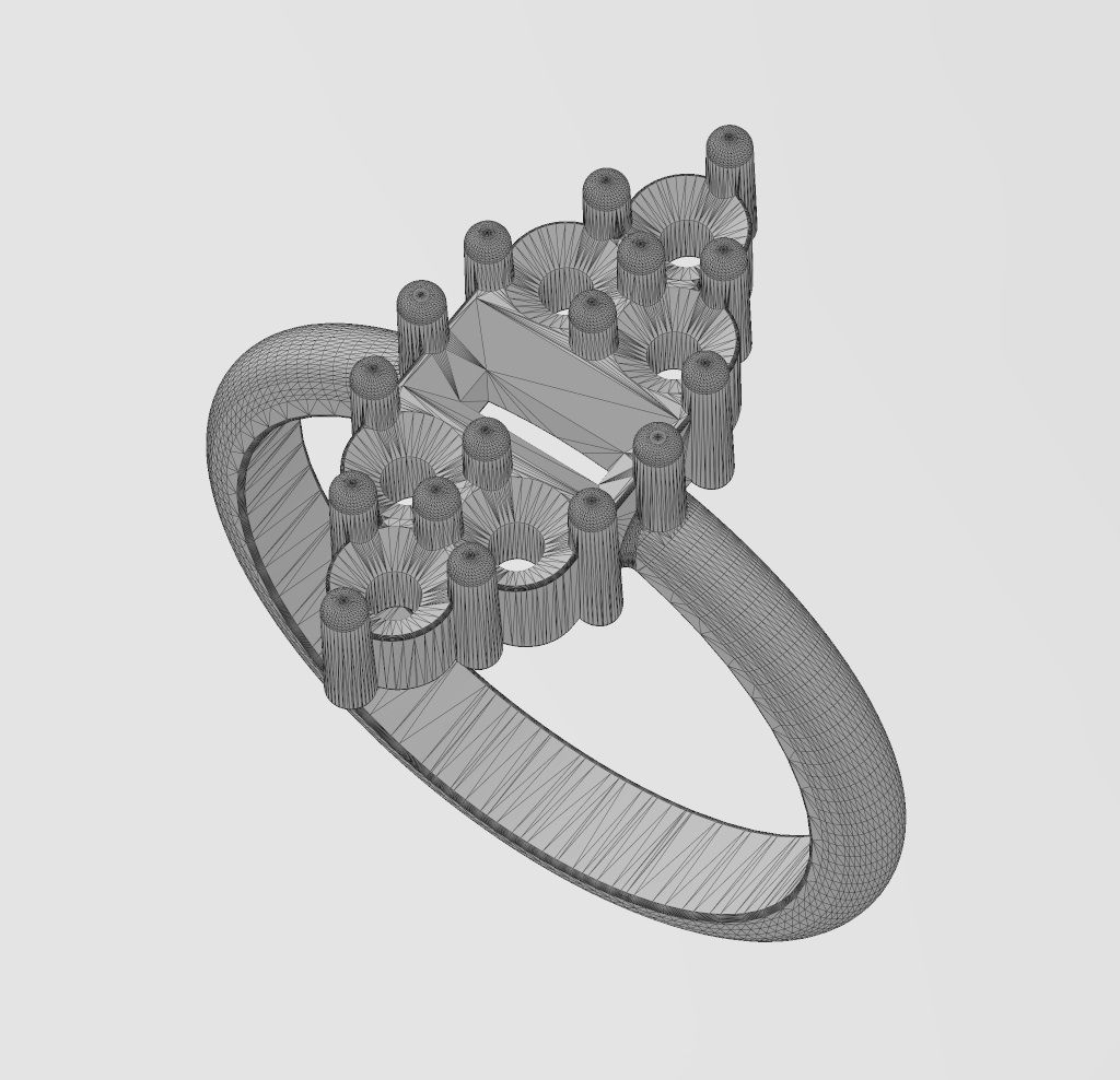 Statement 6x3mm baguette diamond ring US sizes 6 7 8 3D model 3D ...