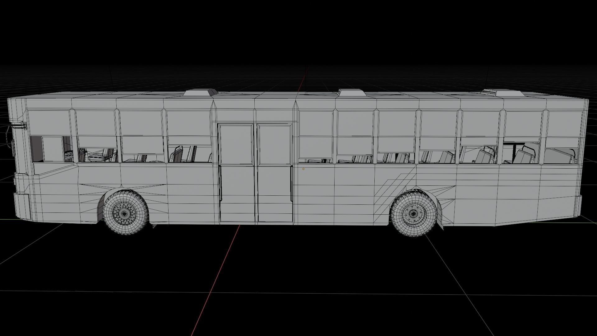 3D model low - poly thai city bus blue white yellow color model VR / AR ...