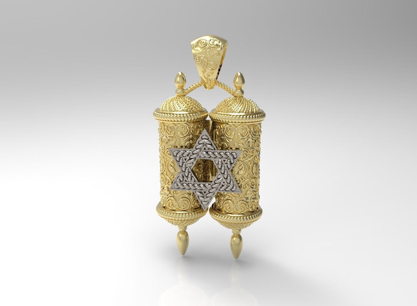 Pendant Torah Scroll with Star of David N-260 3D print model 3D model ...