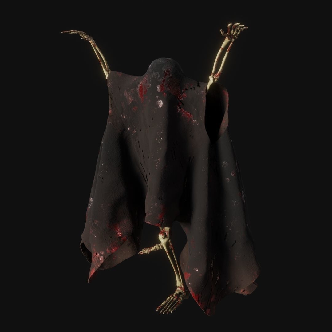 Halloween Skeleton bloody ghost pose 3D model | CGTrader