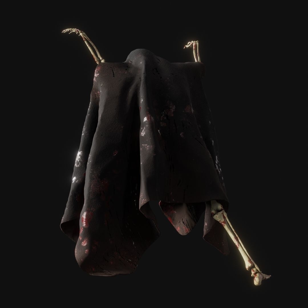 Halloween Skeleton bloody ghost pose 3D model | CGTrader