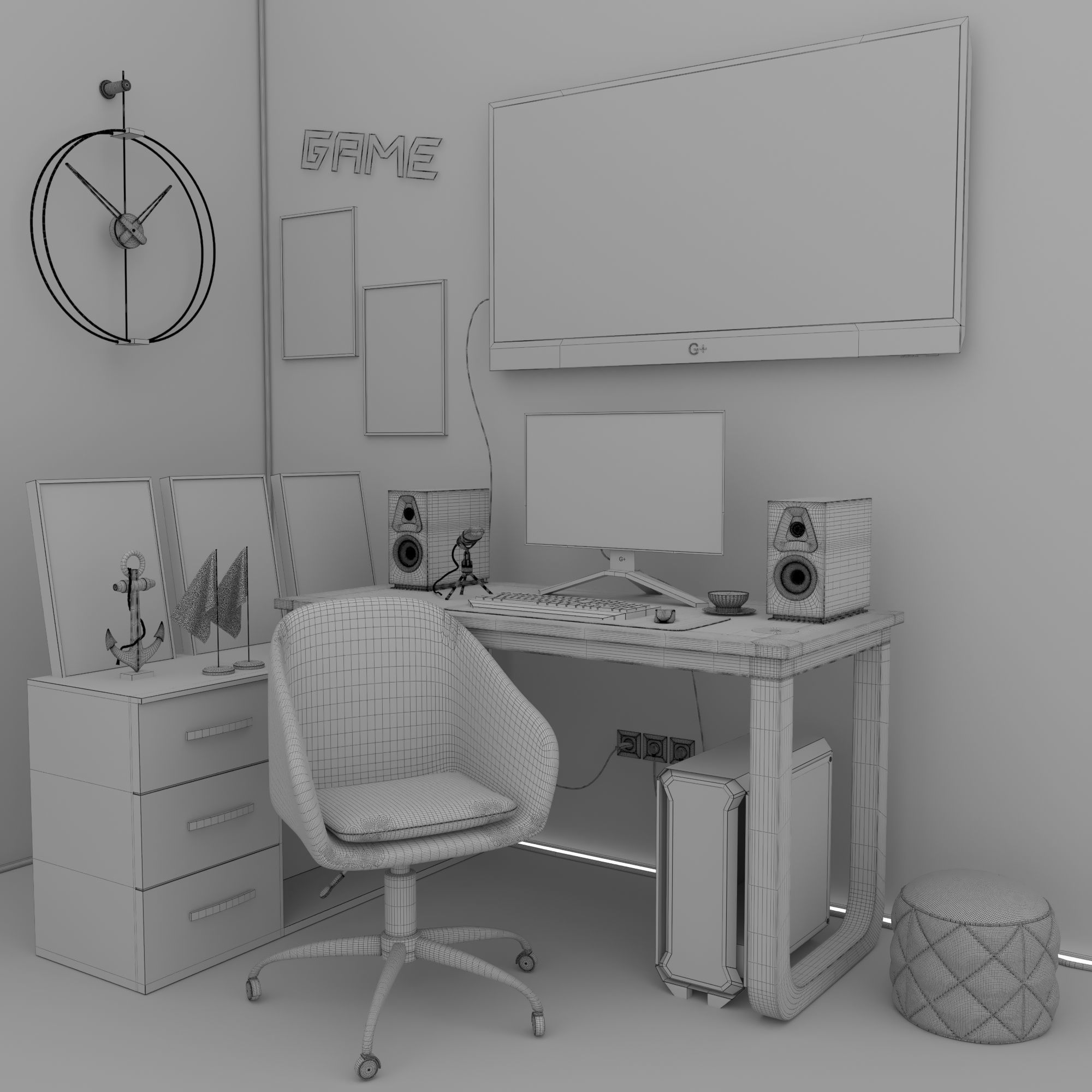 pc game room 3D model | CGTrader