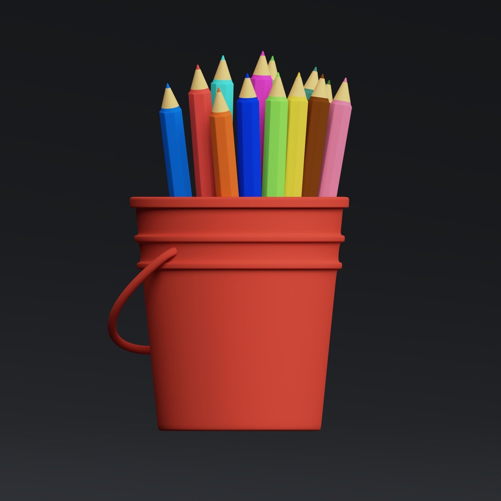 Bucket Pencil - stylized icon 3D model | CGTrader