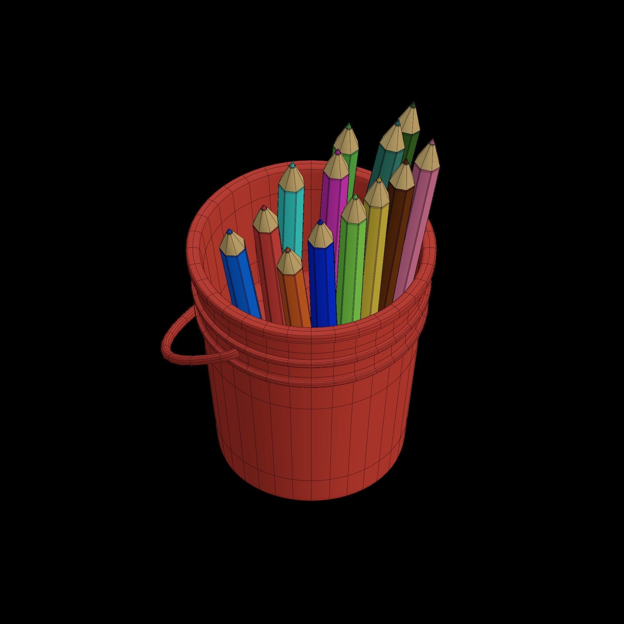 Bucket Pencil - stylized icon 3D model | CGTrader