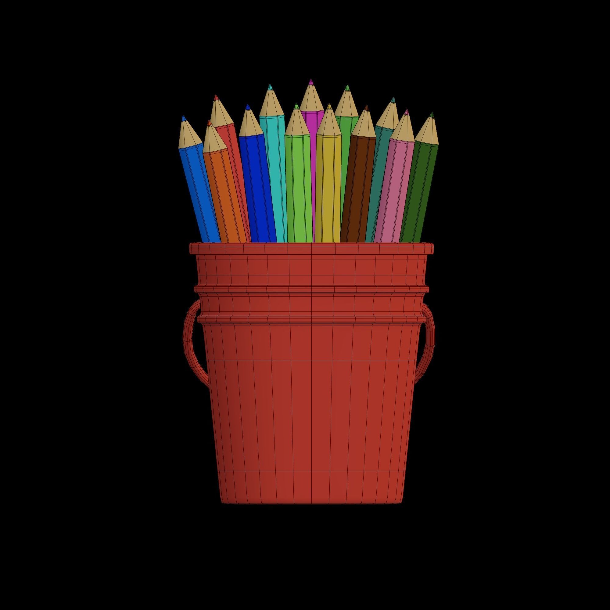Bucket Pencil - stylized icon 3D model | CGTrader