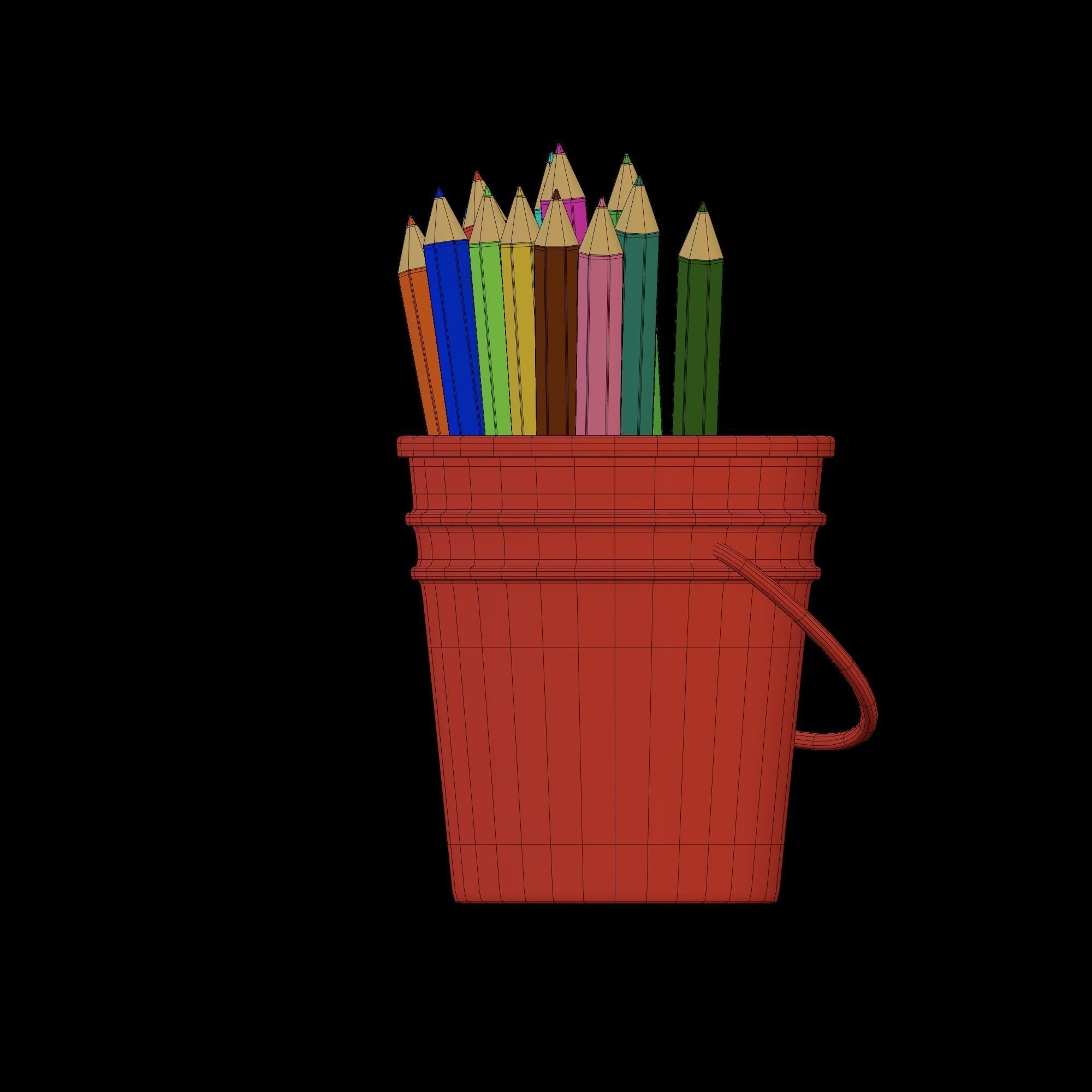 Bucket Pencil - stylized icon 3D model | CGTrader
