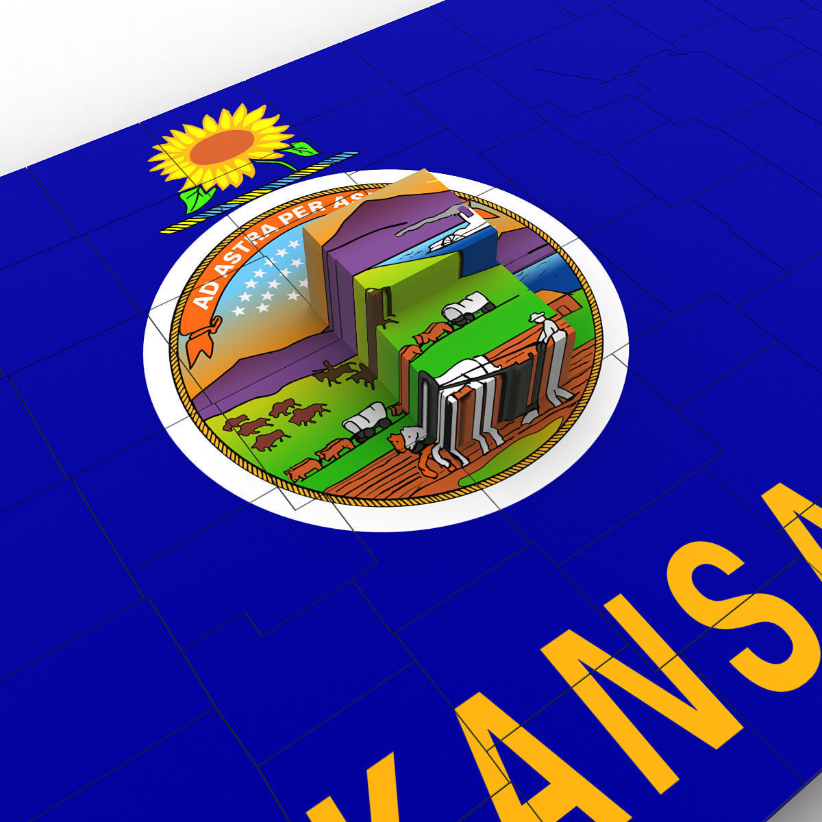 Kansas Political Map 3D model | CGTrader