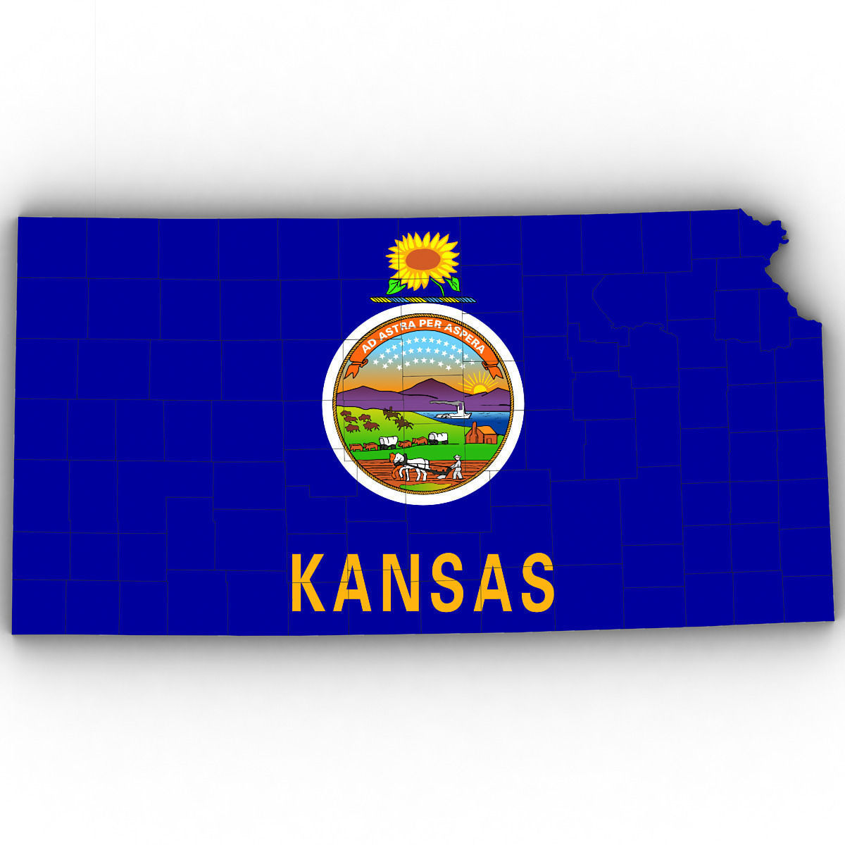 Kansas Political Map 3D model | CGTrader