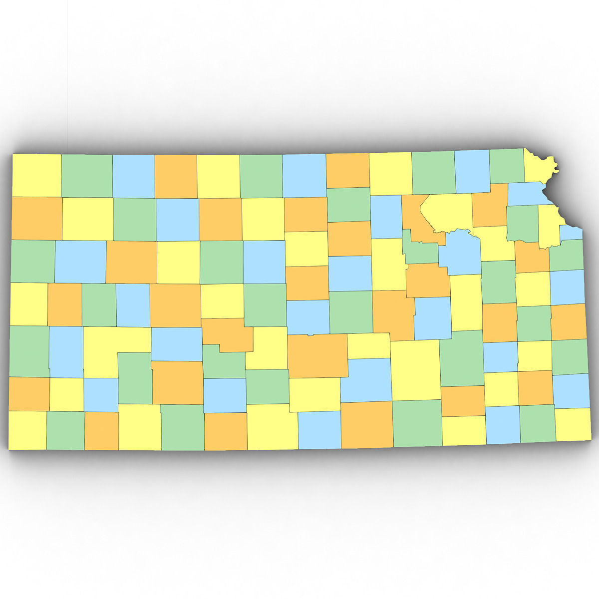 Kansas Political Map 3D model | CGTrader