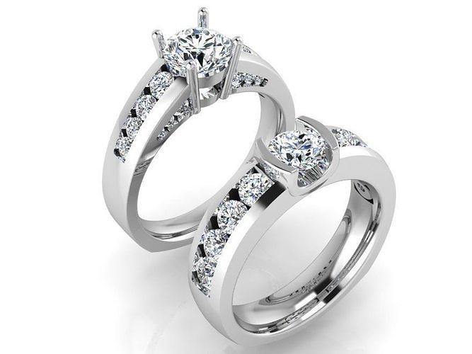 Round diamond ring with band 3100 3D print model 3D model 3D printable ...
