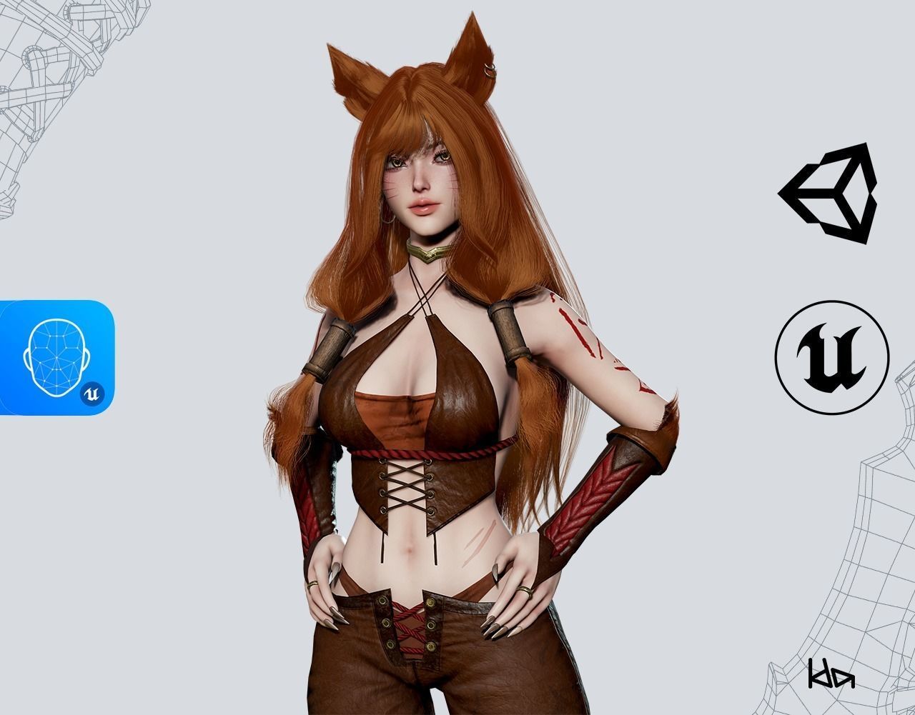 3D model Feral Girl Roca - Game Ready VR / AR / low-poly | CGTrader