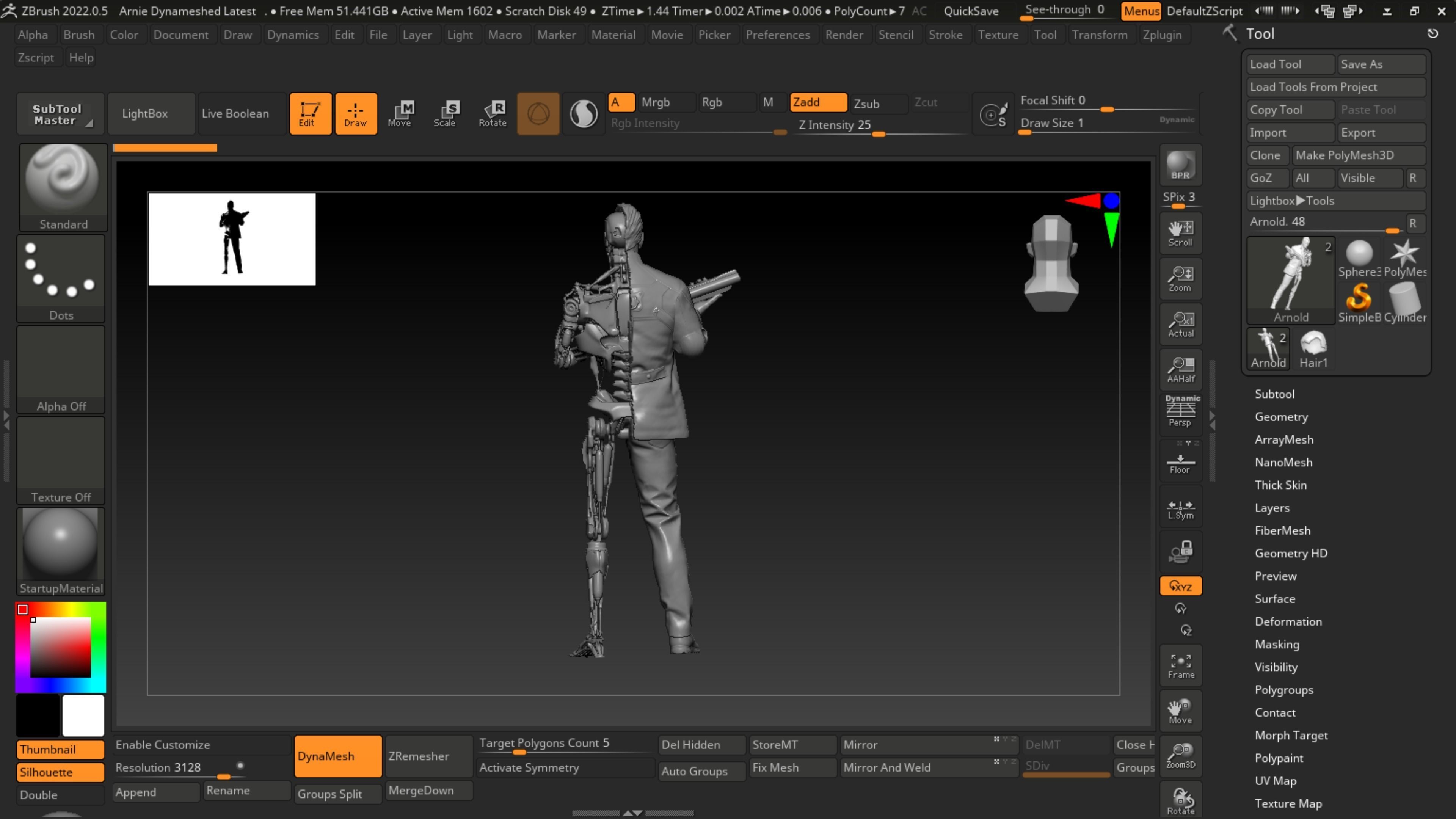 Terminator Arnold Schwarzenegger T800 Half Human Half Cyborg 3D 3D ...