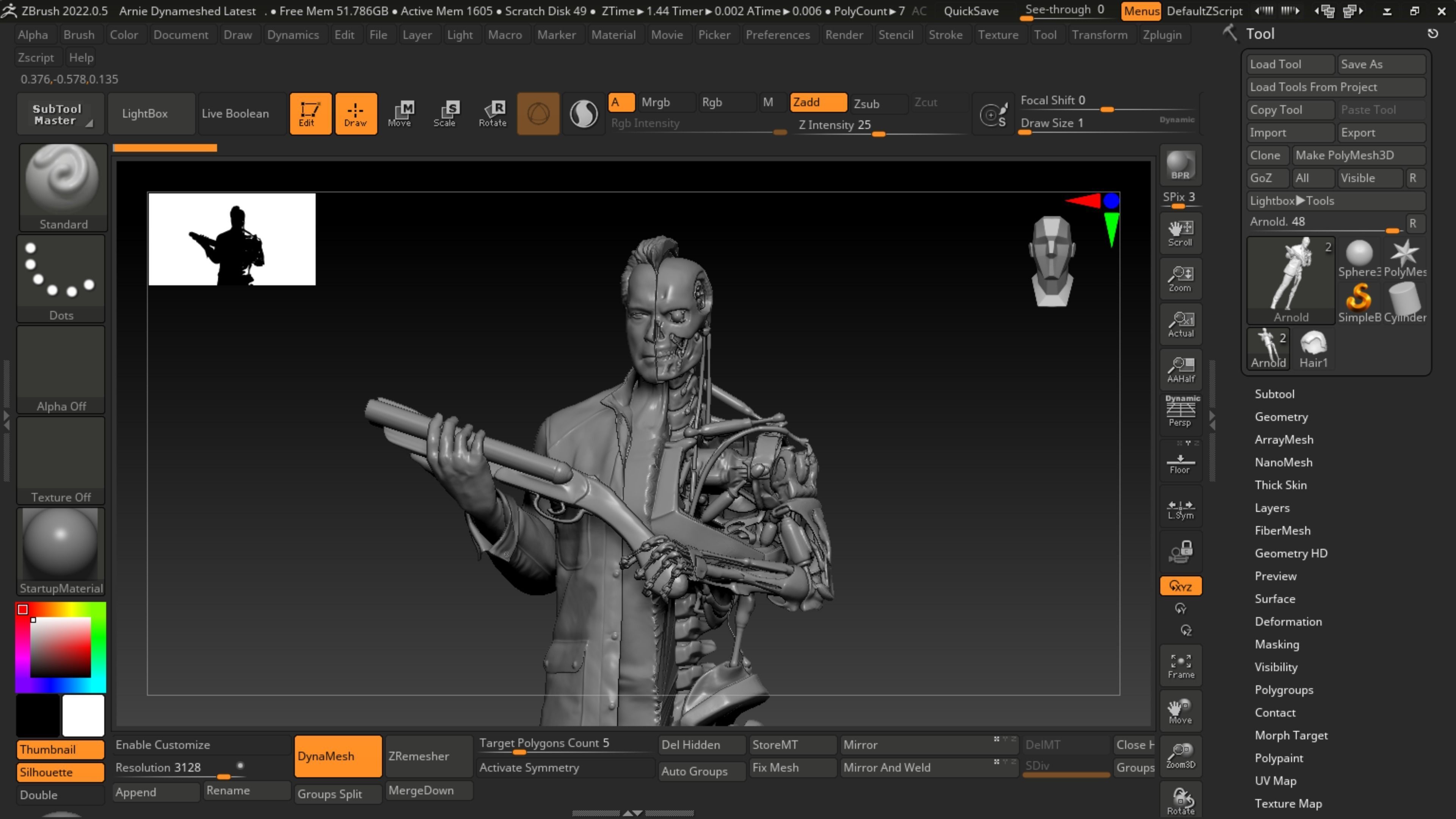 Terminator Arnold Schwarzenegger T800 Half Human Half Cyborg 3D 3D ...