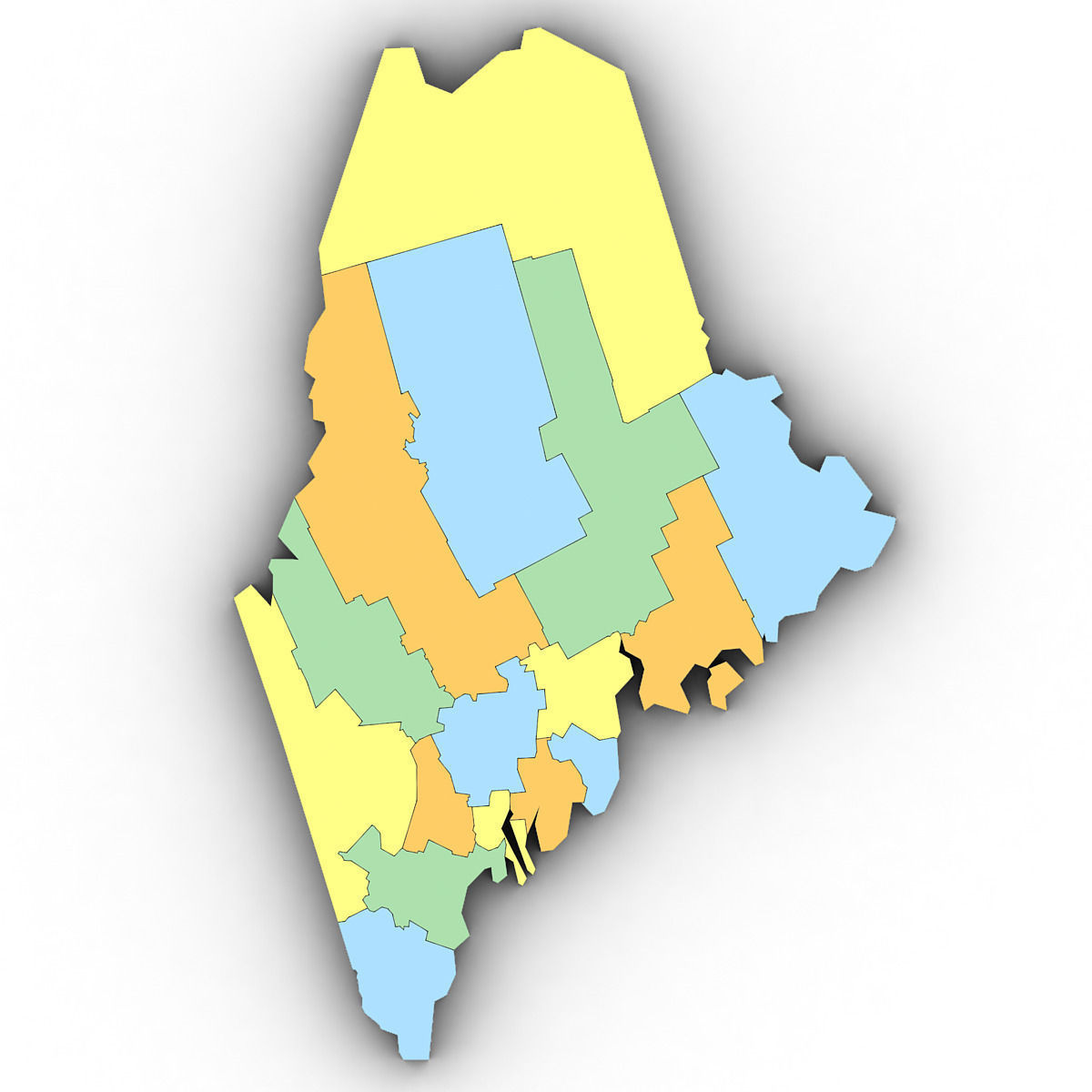 Maine Political Map 3D model | CGTrader