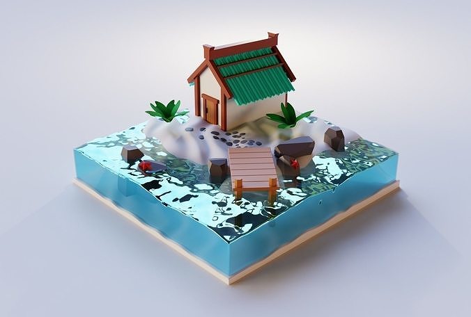 3D model Beach house VR / AR / low-poly | CGTrader