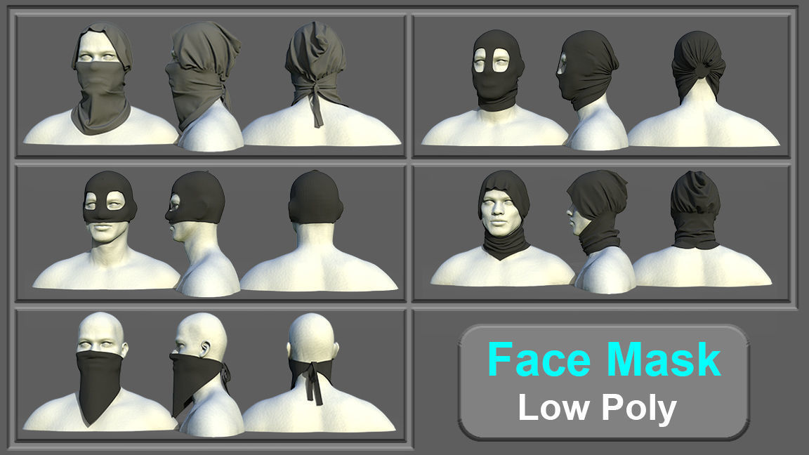 3D model Face Mask Low Poly With UV Vol 2 VR / AR / low-poly | CGTrader