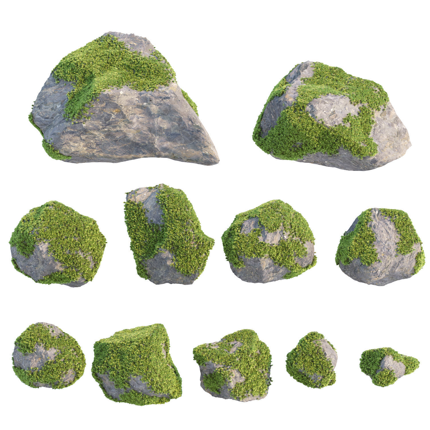 Mossy rocks 3D PBR Models Pack 3D model | CGTrader