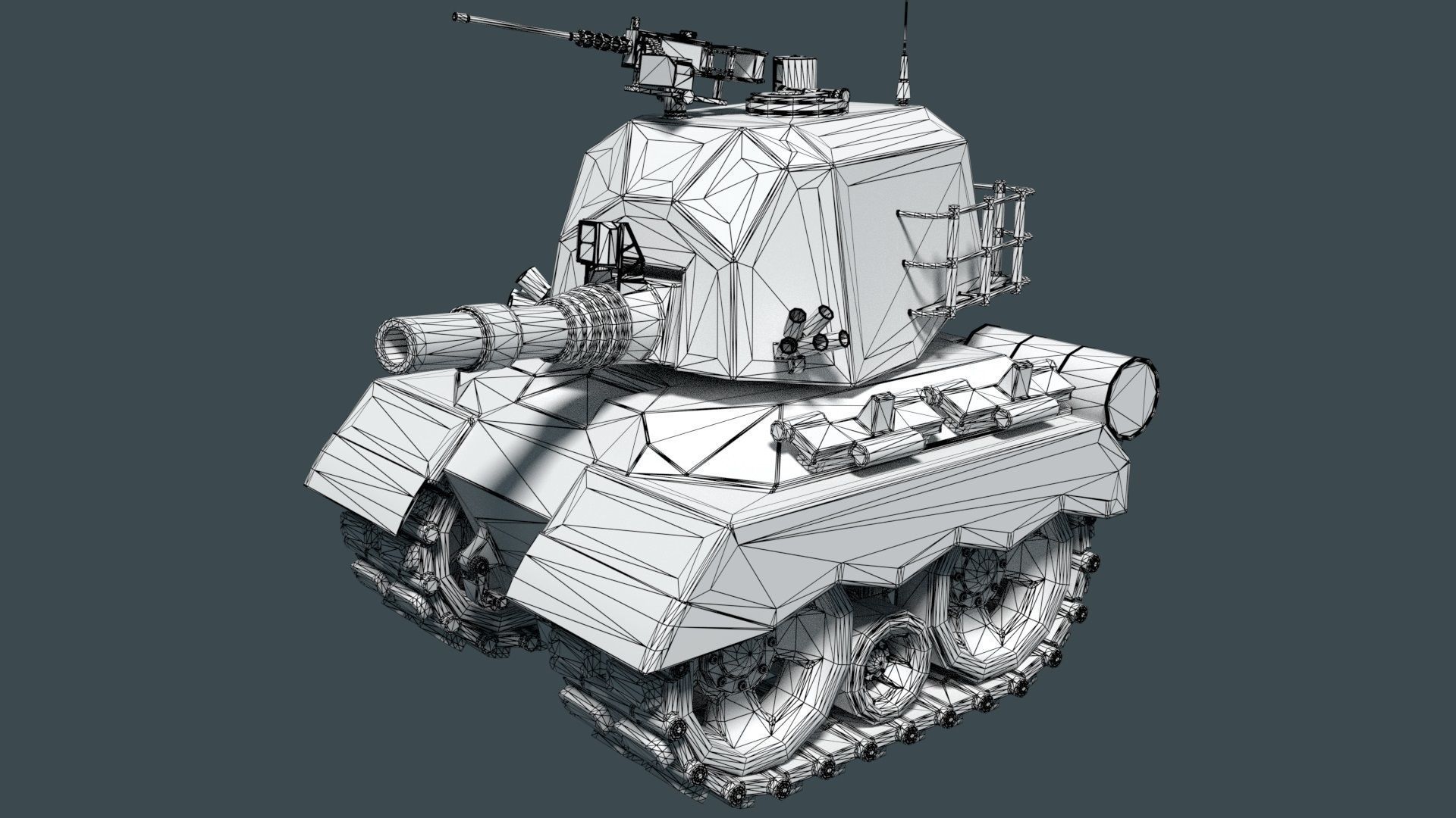 3D model Cartoon Low Poly Animated Tank VR / AR / low-poly rigged ...