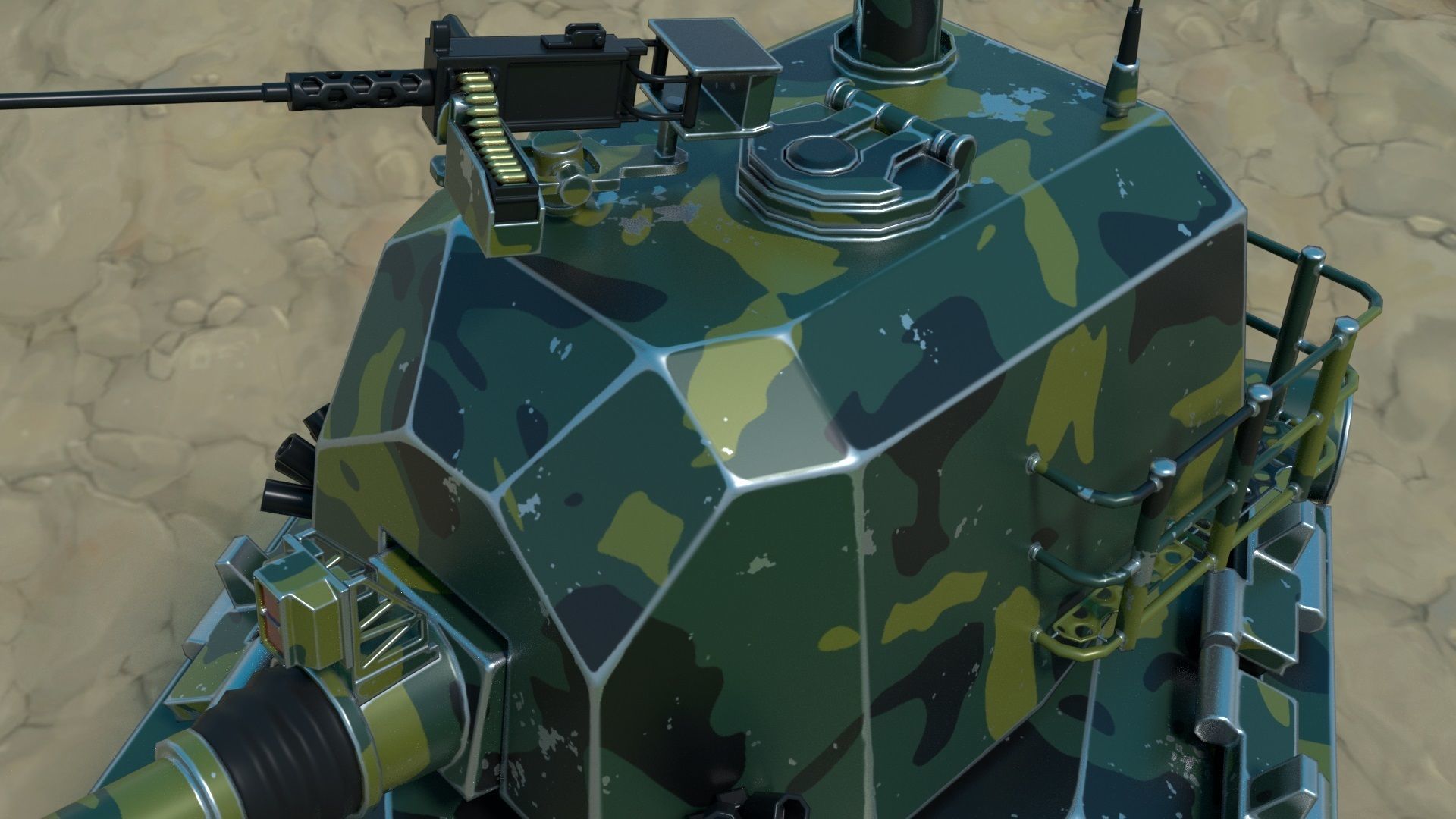 3D model Cartoon Low Poly Animated Tank VR / AR / low-poly rigged ...