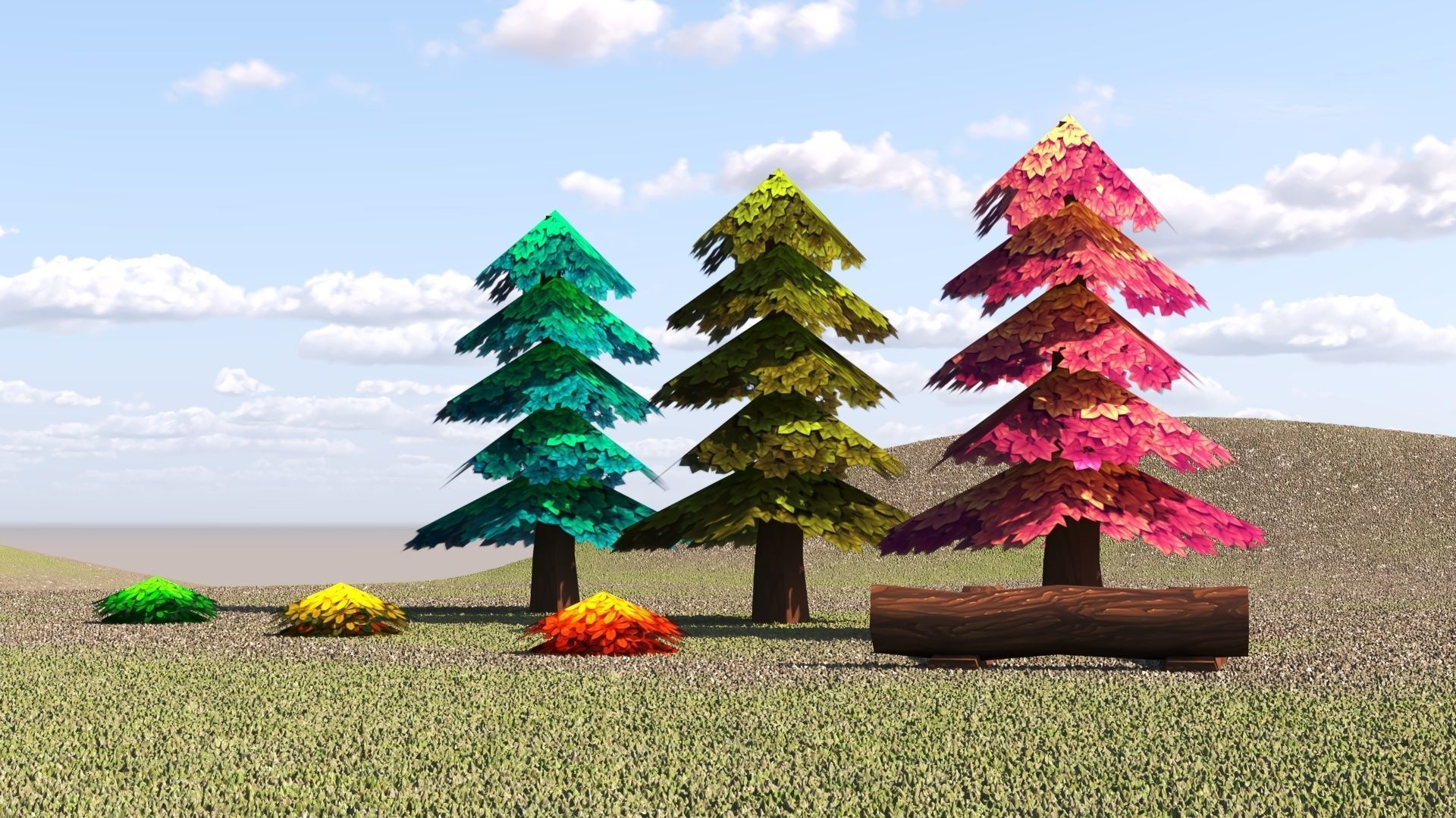 3D model Very Low Poly Tree and Bush Package kit VR / AR / low-poly ...