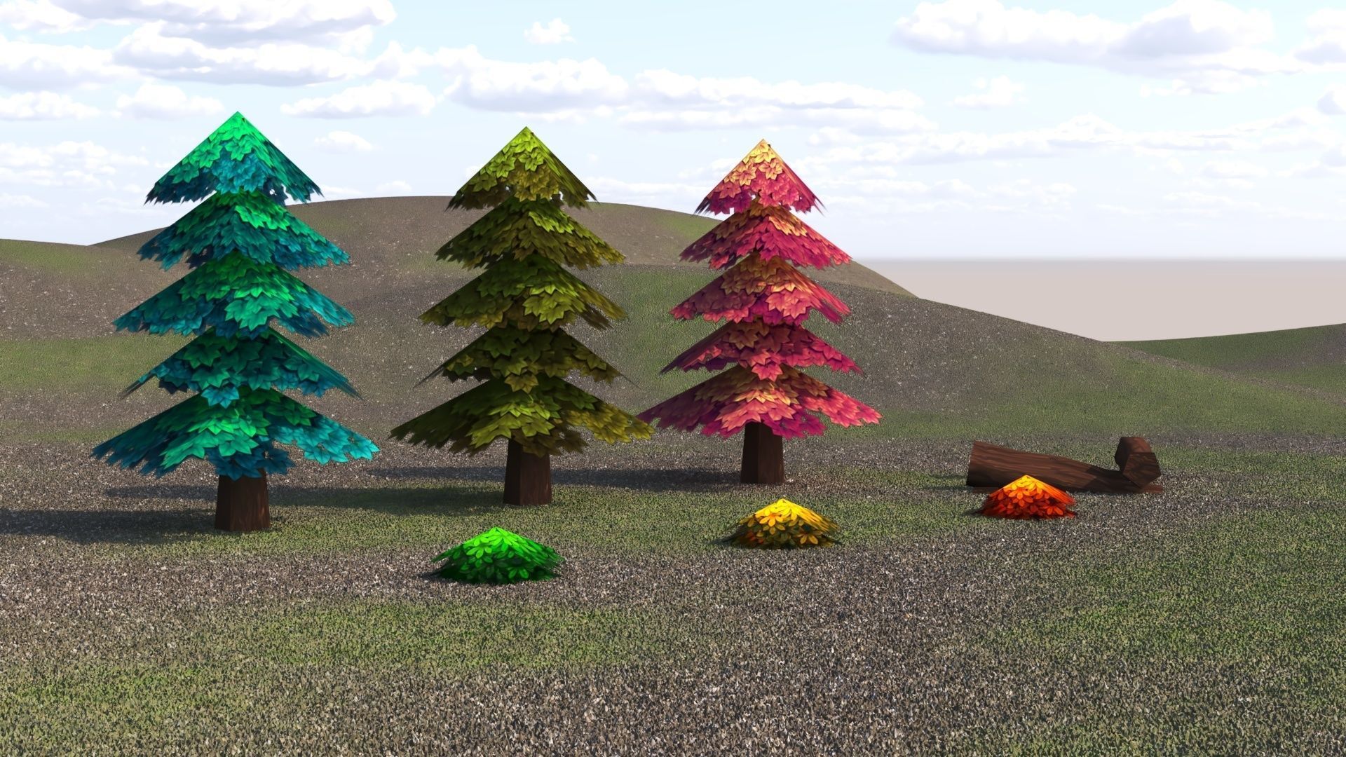 3D model Very Low Poly Tree and Bush Package kit VR / AR / low-poly ...