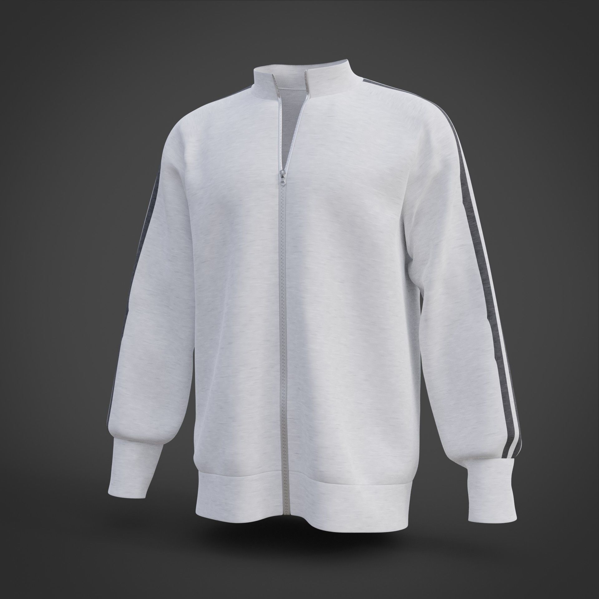 white trackshirt - male sweatshirt jacket 3D model | CGTrader