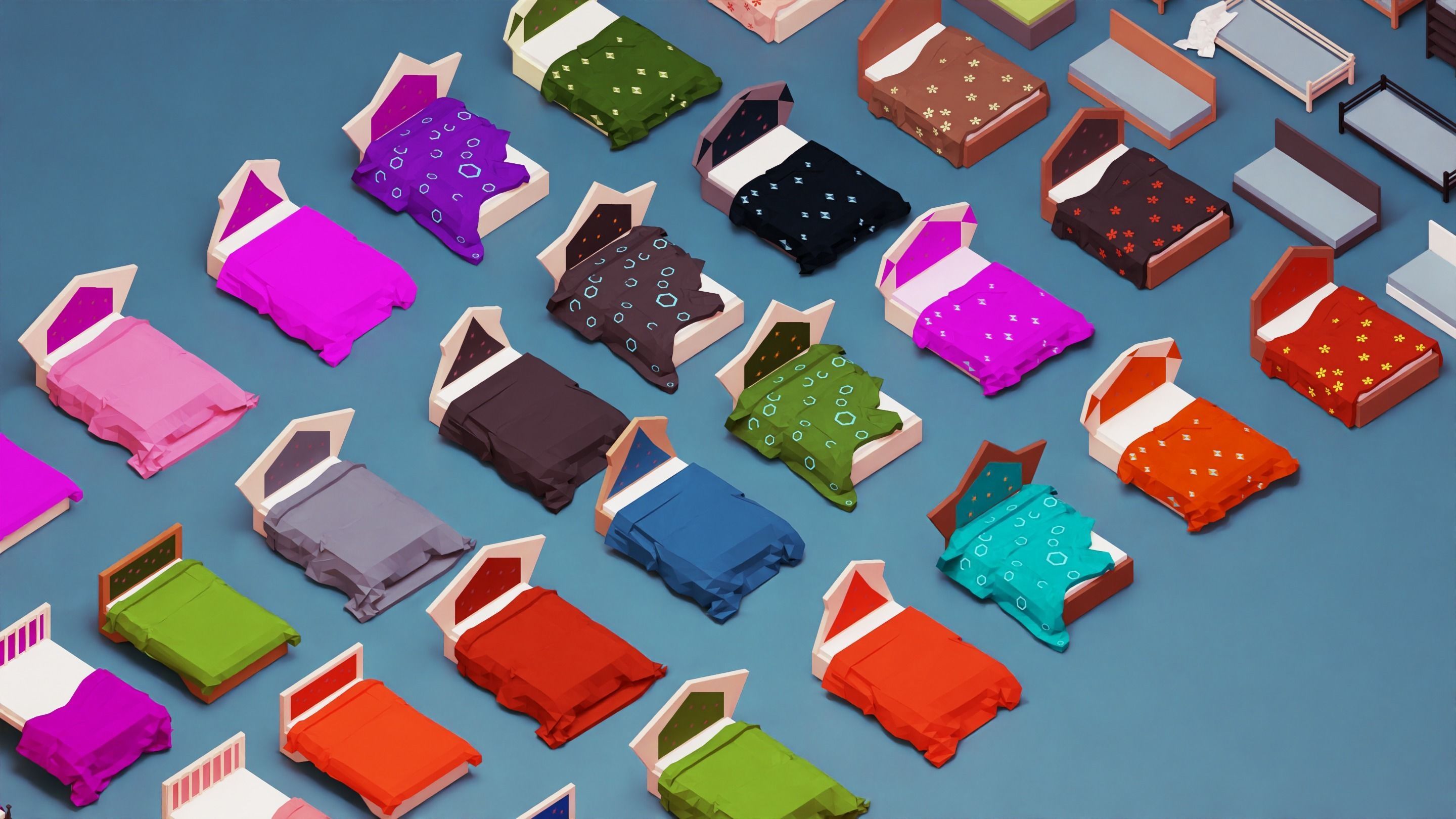 3D model Pack Beds Low Poly VR / AR / low-poly | CGTrader