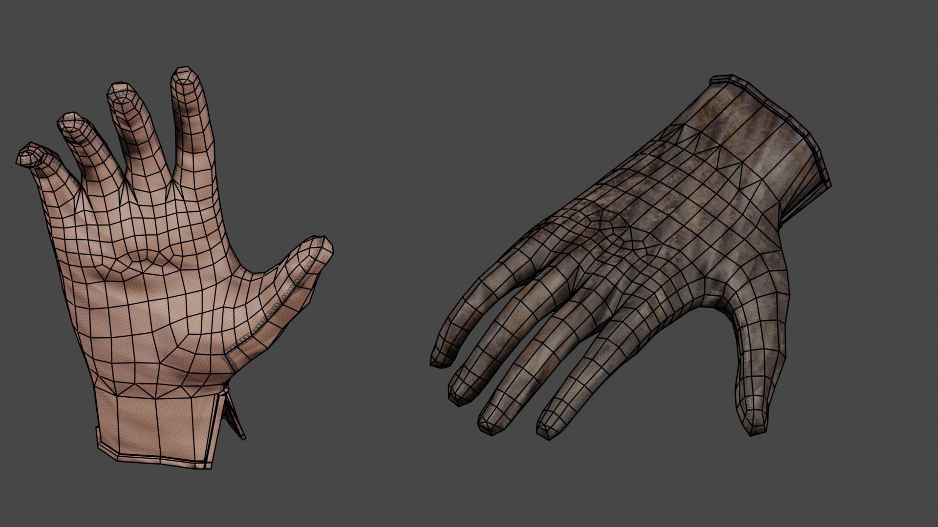 3D model Simply mediaval gloves pack 8 textures set VR / AR / low-poly ...