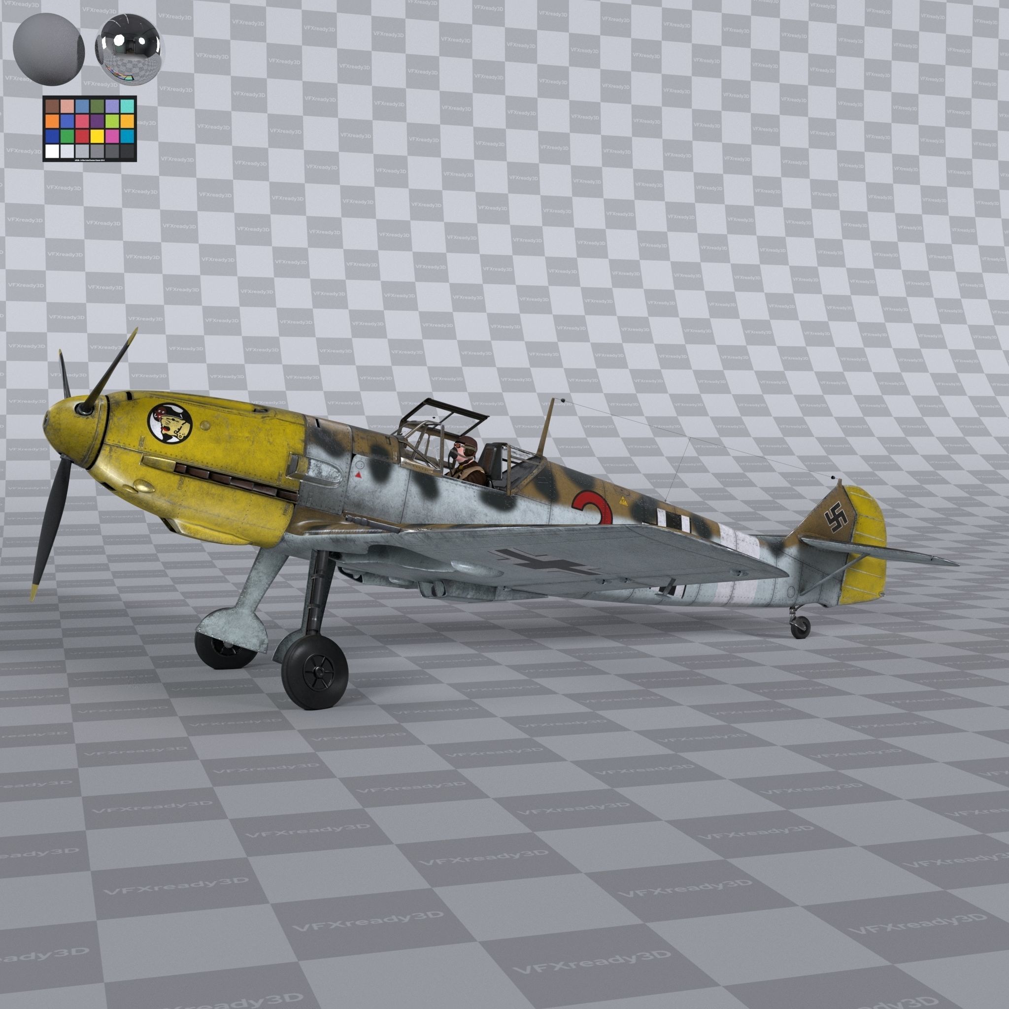 Messerschmitt BF109 German Fighter Airplane North Africa V2 3D model ...