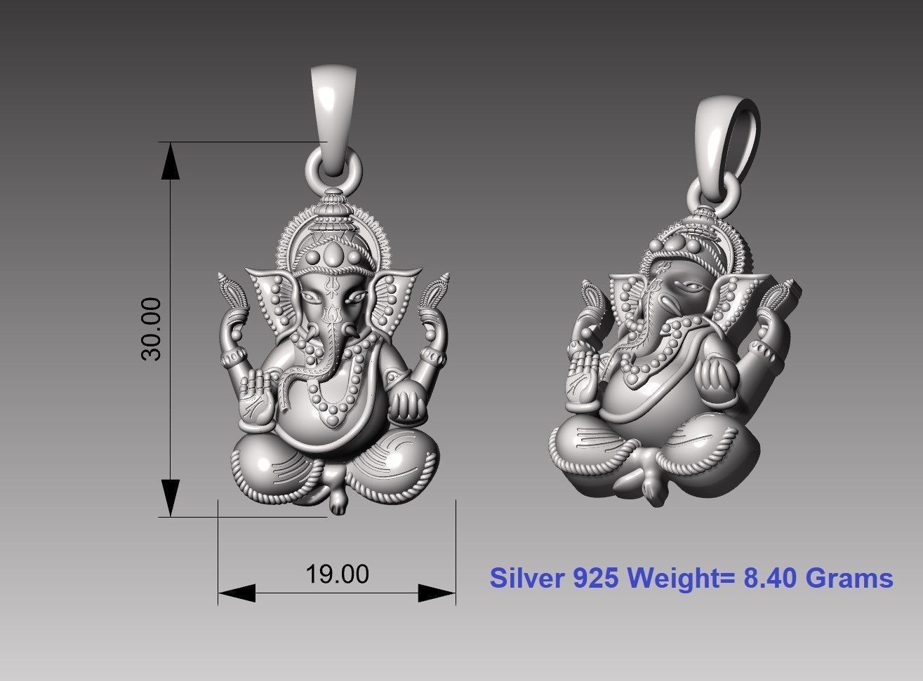 Lord Ganesh Ji Pendant Design For Jewellery CAM 3D model 3D printable ...
