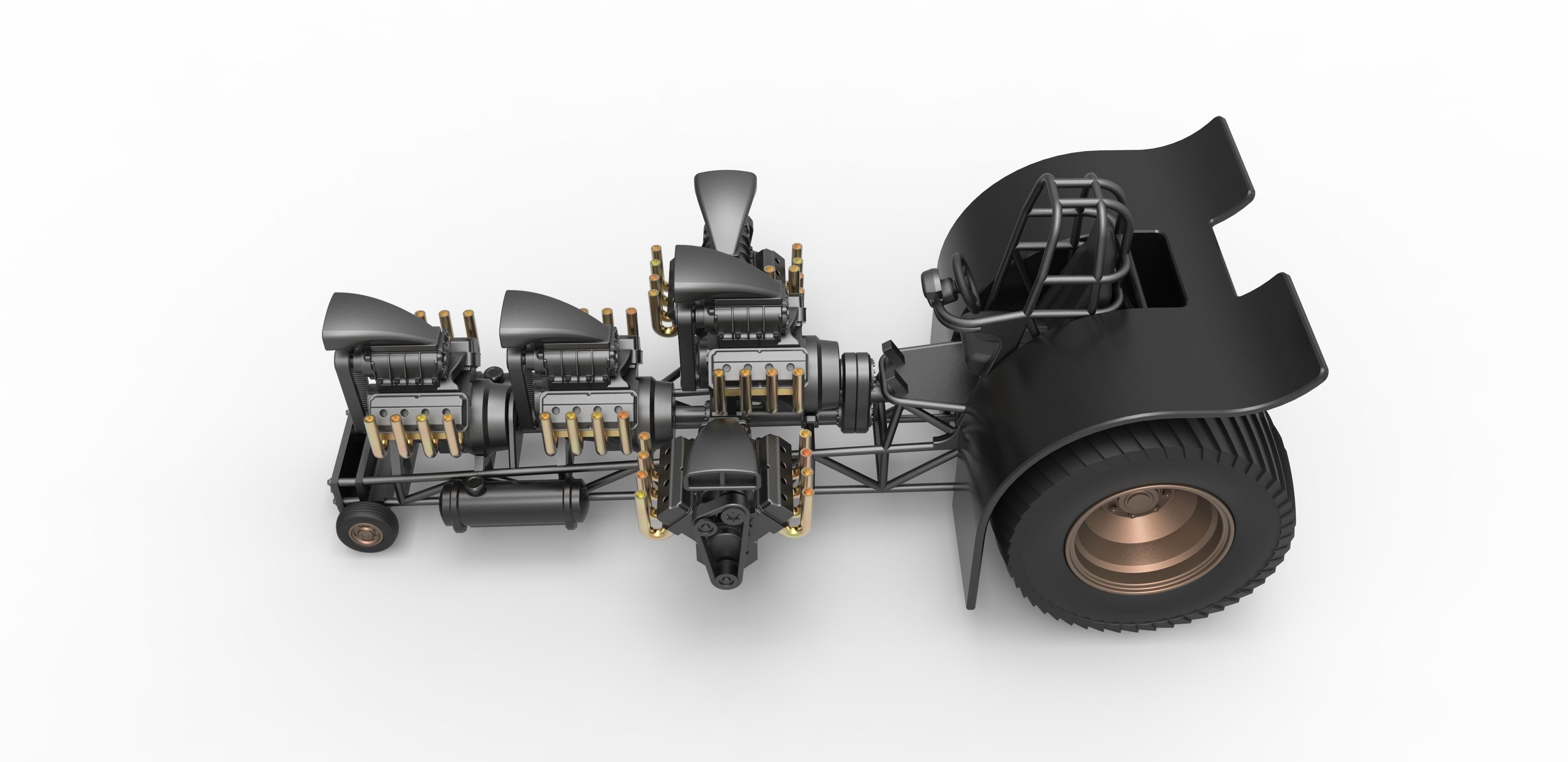 Pulling tractor with 5 engines V8 Version 4 Scale 1 to 25 3D model 3D ...