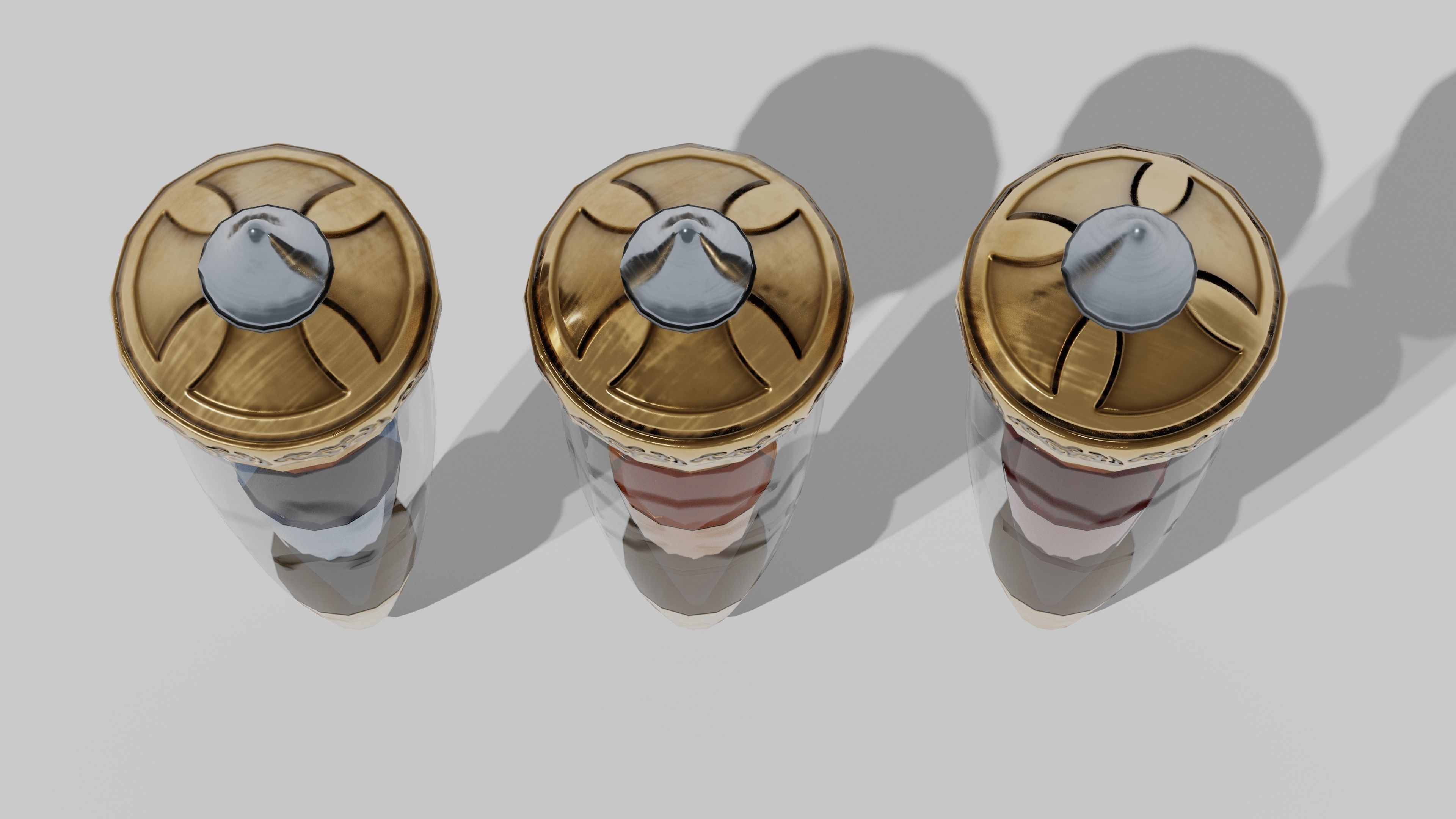 3D model OB 00 15 vampire hunter three small vials VR / AR / low-poly ...