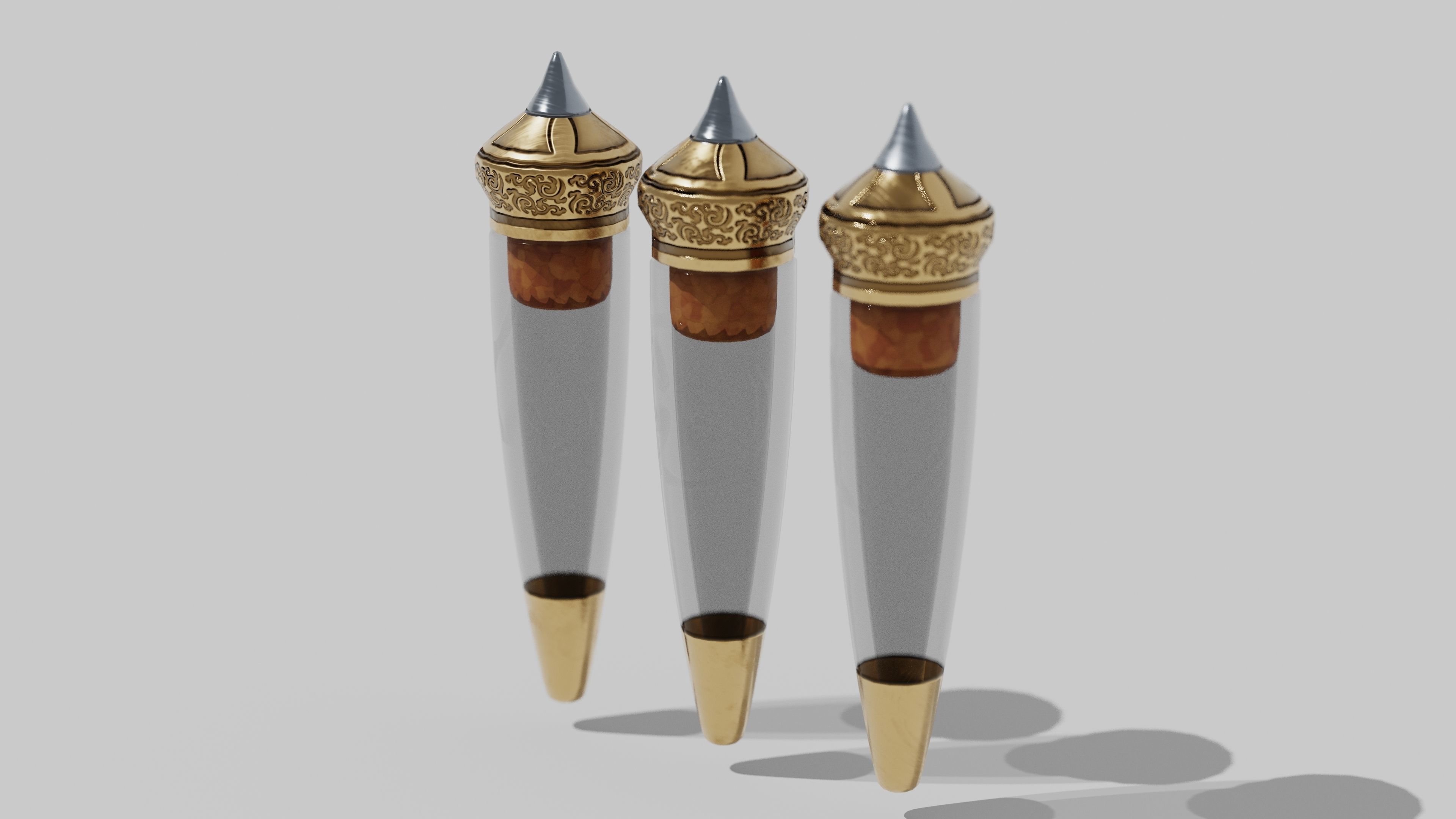 3D model OB 00 15 vampire hunter three small vials VR / AR / low-poly ...