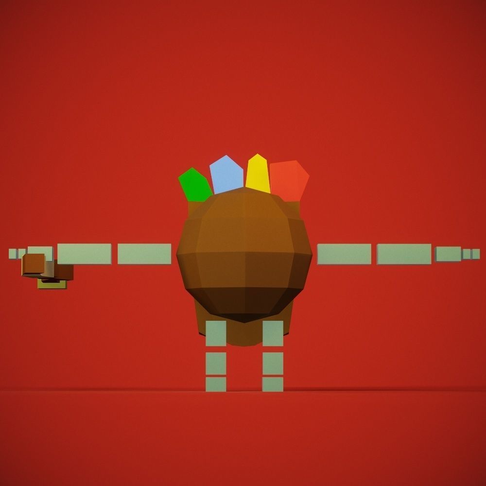 3D model Stylized coconut warrior Rigged-Animated VR / AR / low-poly ...