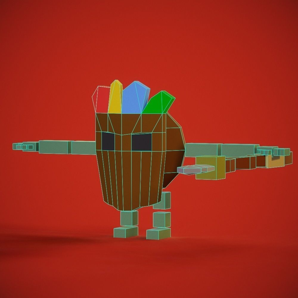 3D model Stylized coconut warrior Rigged-Animated VR / AR / low-poly ...