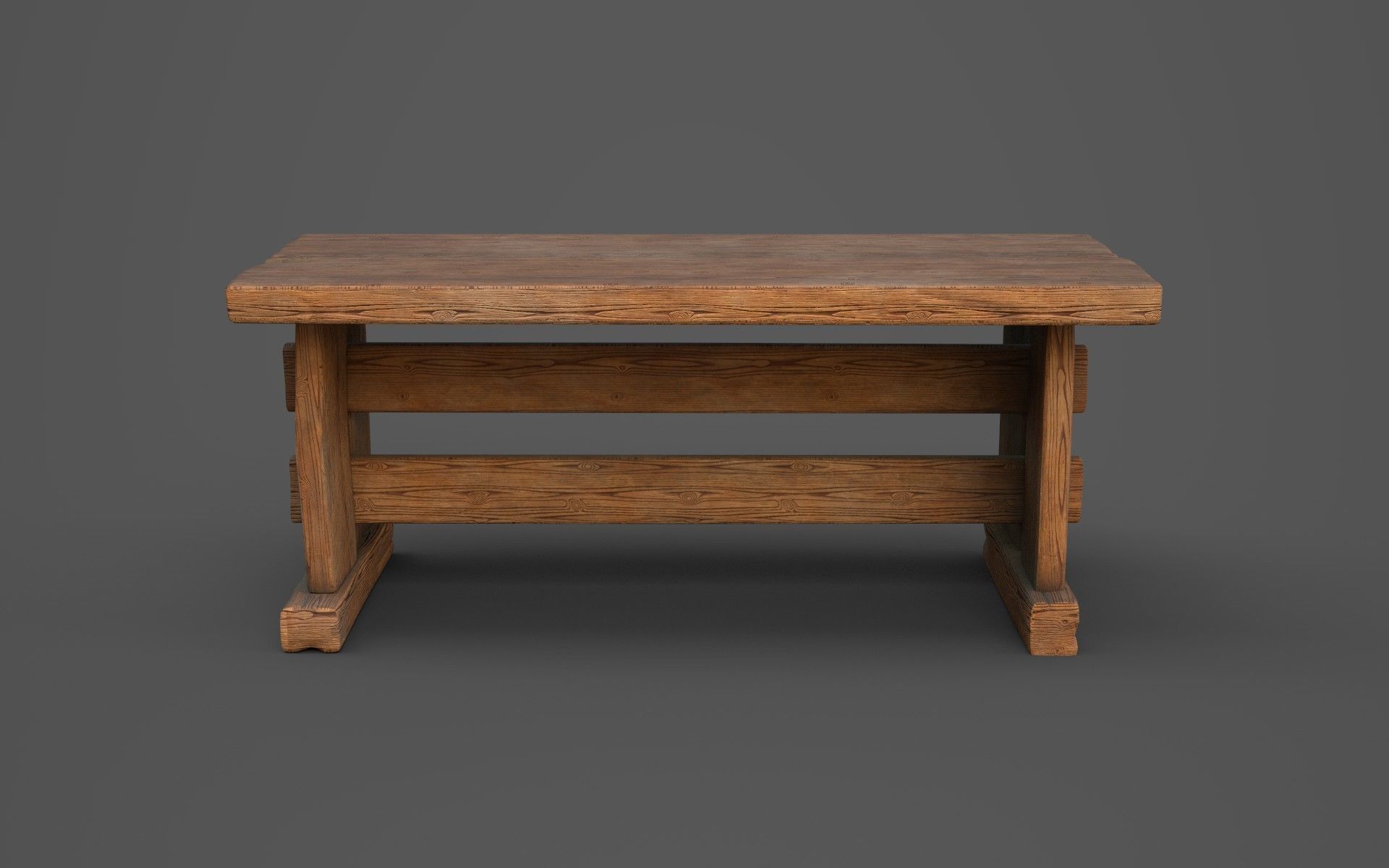 3D model Medieval Vintage old Wooden Table Chunky PBR VR / AR / low ...