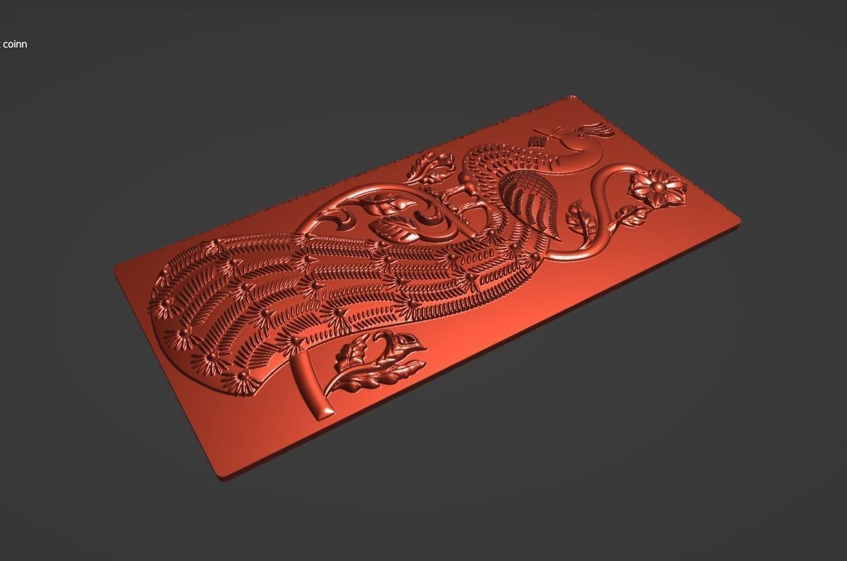 Peacock coin design file Artcam relief for die and cam printing 3D ...