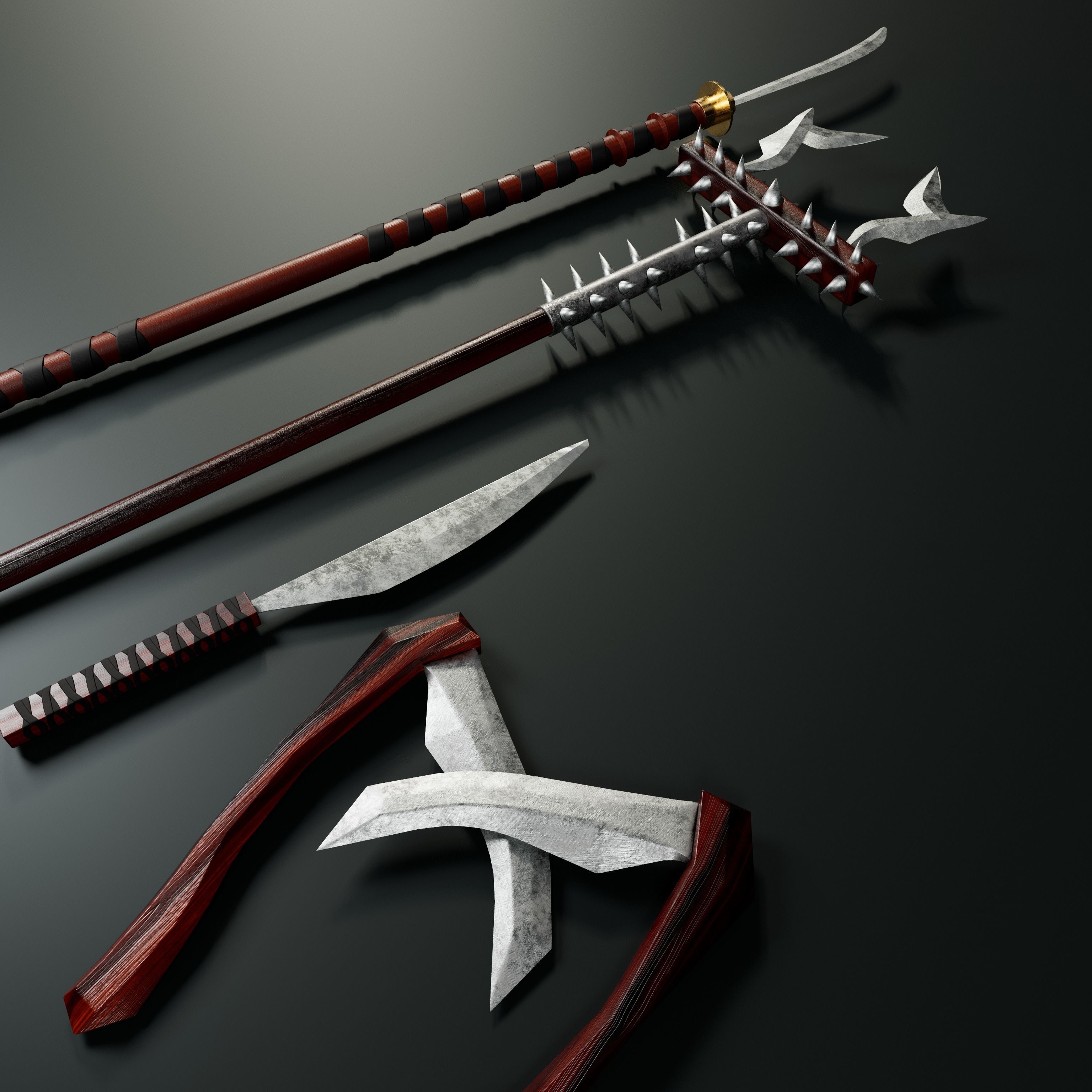 3D model 4 Ninja Weapons pack VR / AR / low-poly | CGTrader