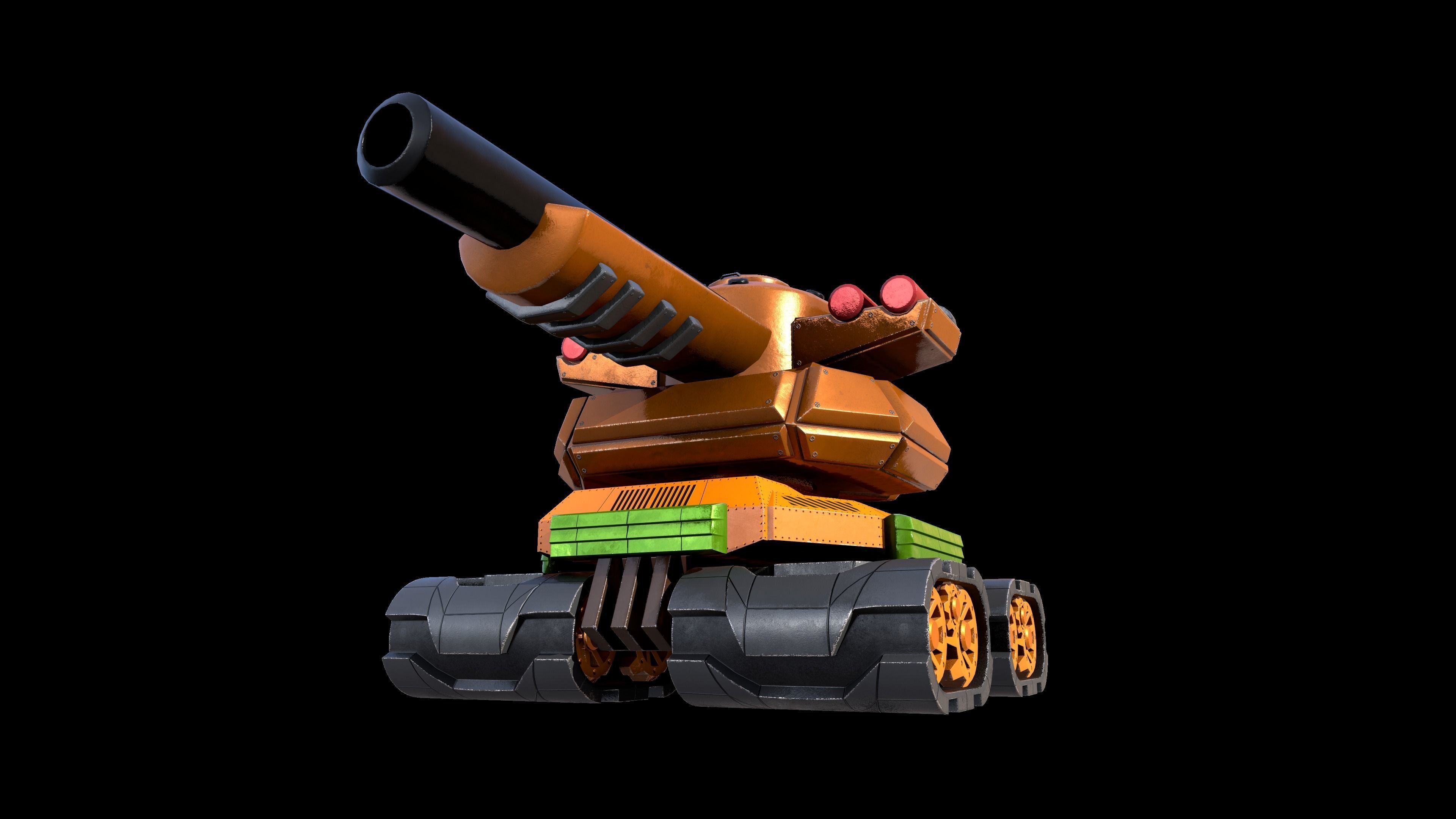 Tank Battle 3D Cartoon High-Poly - Turret Shotgun 3D model animated ...