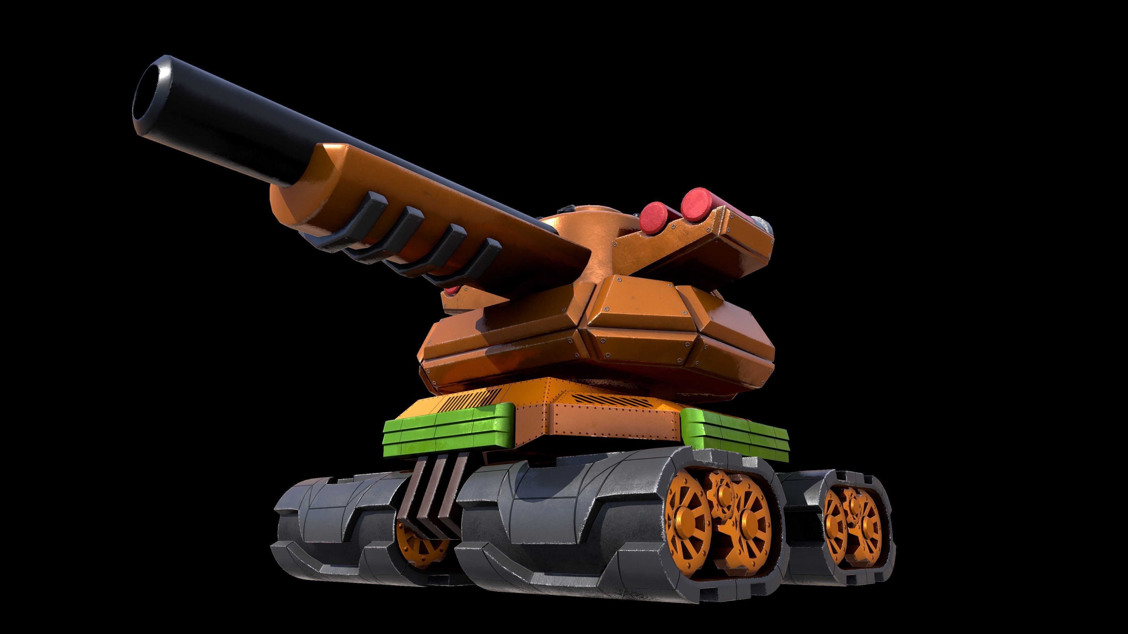 Tank Battle 3D Cartoon High-Poly - Turret Shotgun 3D model animated ...