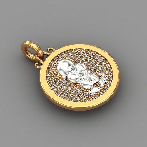 Round diamond pendant jewellery 3D model 3D printable | CGTrader
