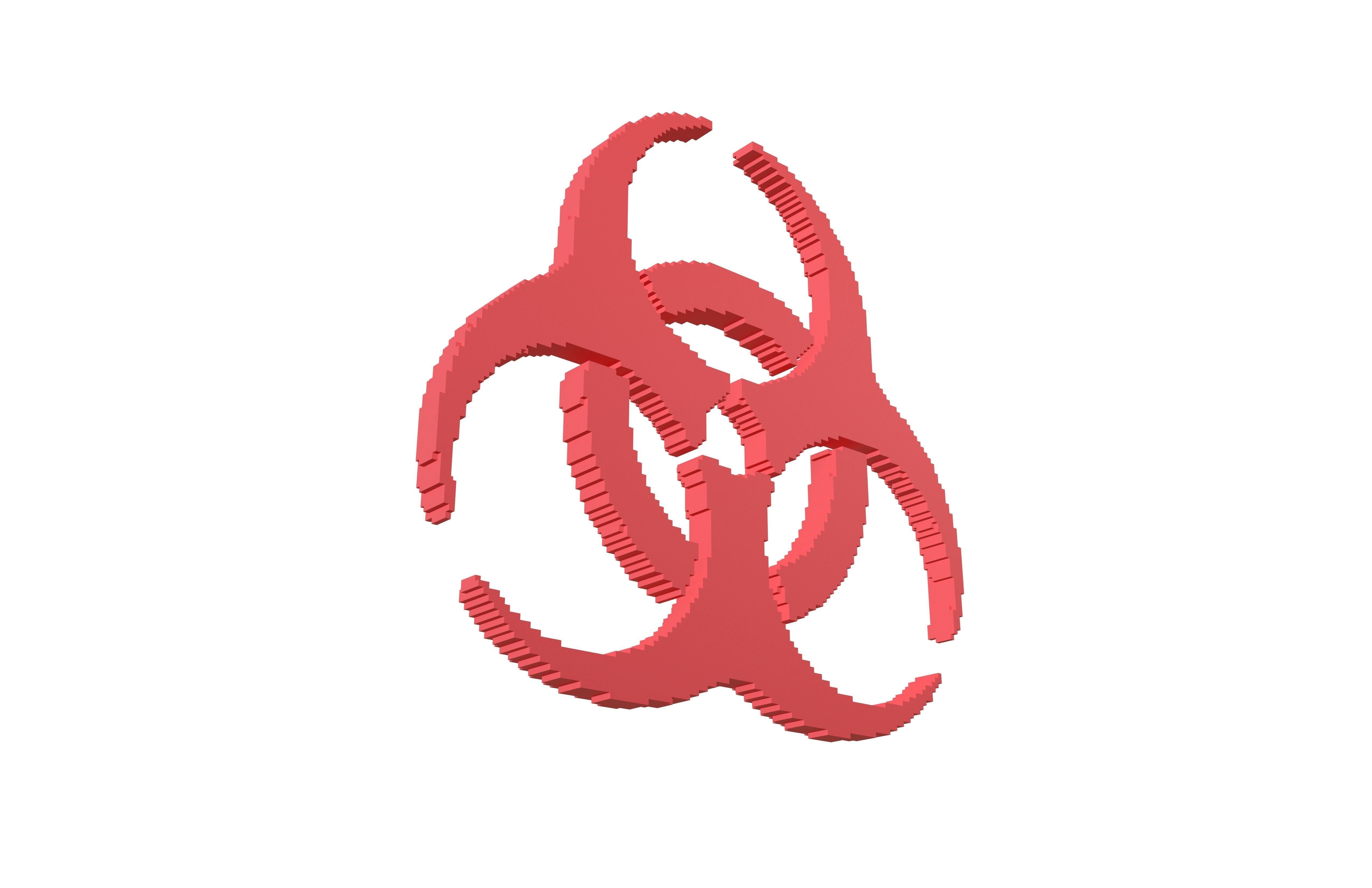 3D model Voxel Biological Hazard Symbol v1 008 VR / AR / low-poly ...