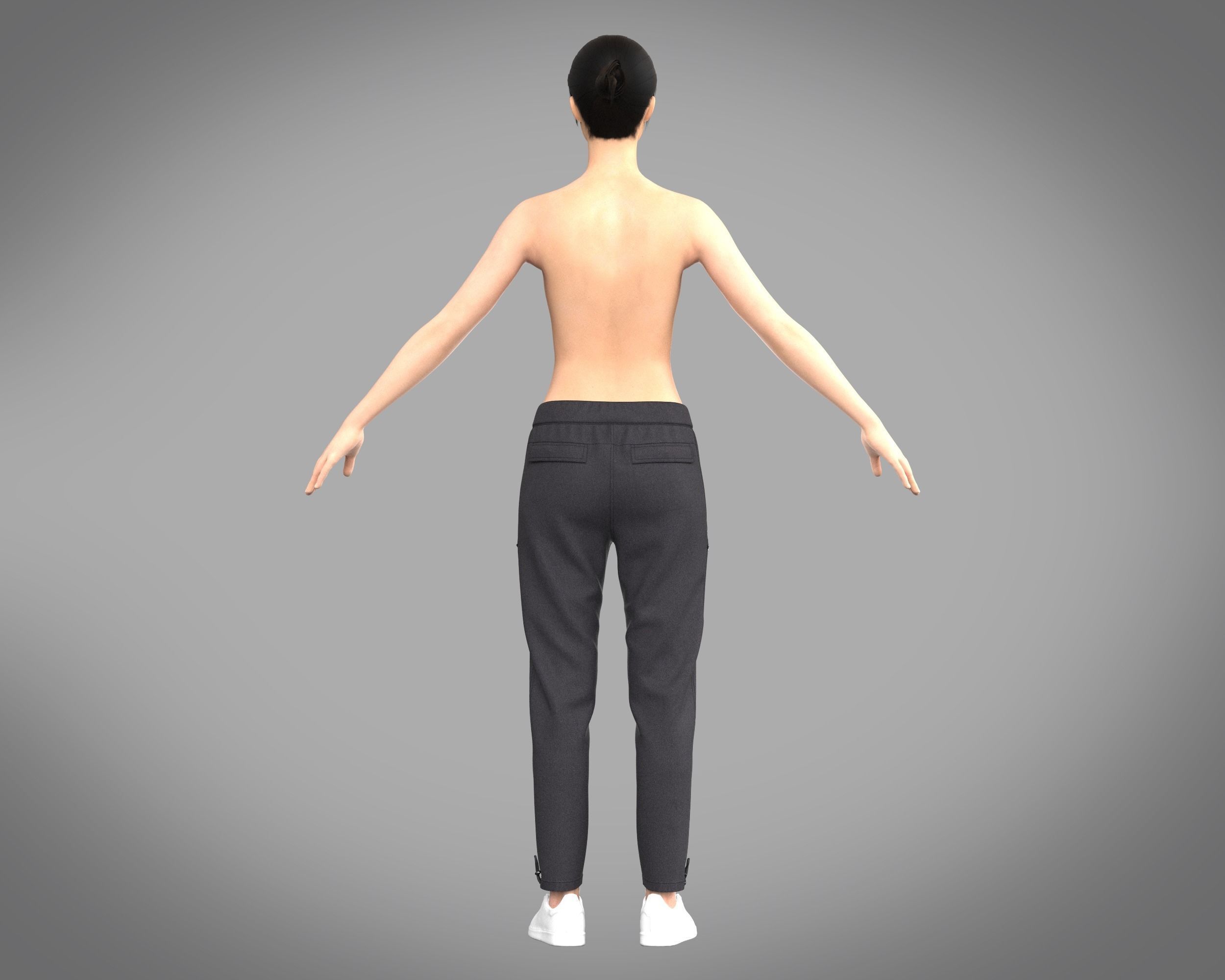 Ladies Black Woven Pant 3D model | CGTrader