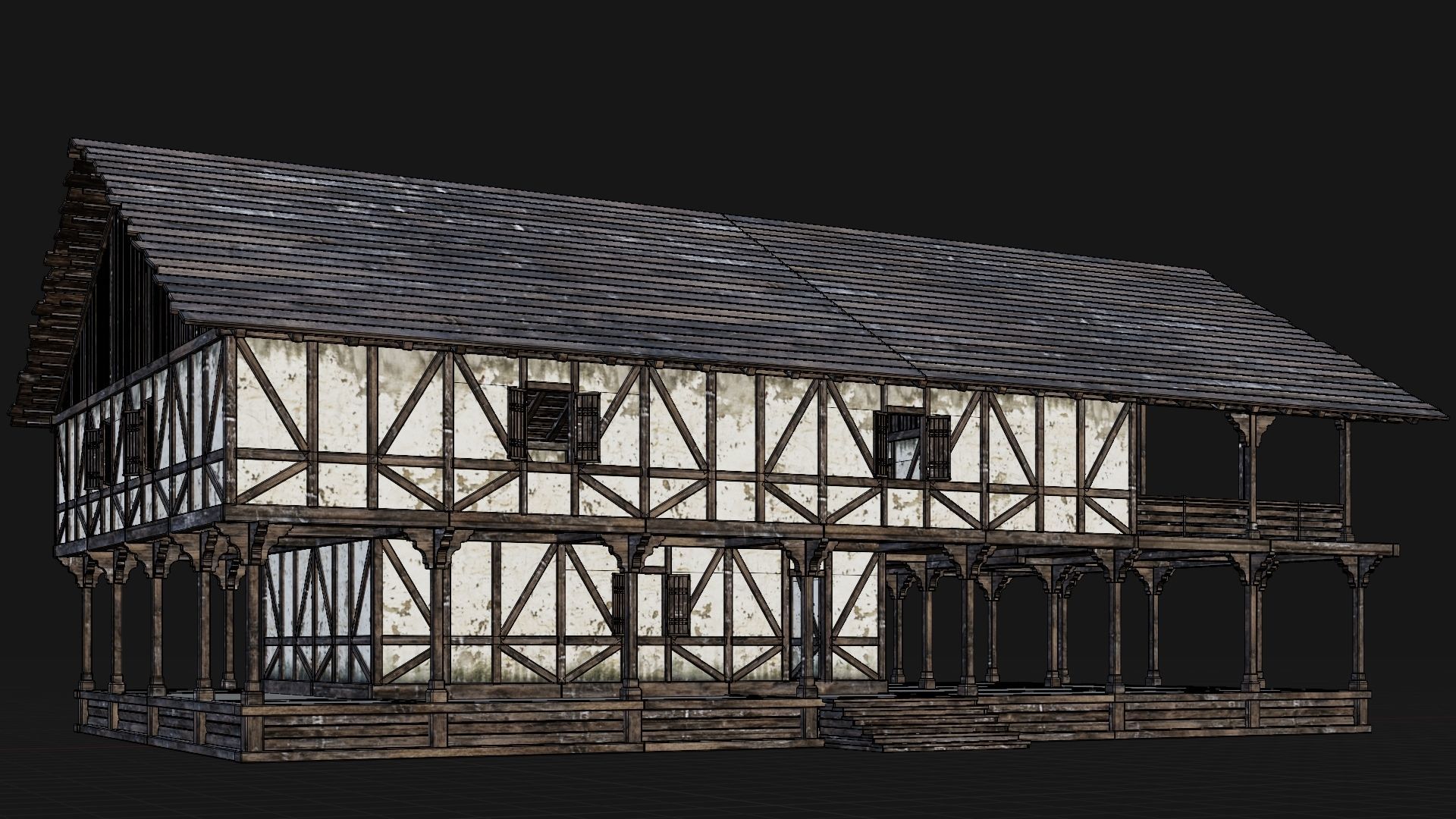 3D model Old Medieval House Building 4K Textures GameReady 195 VR / AR ...