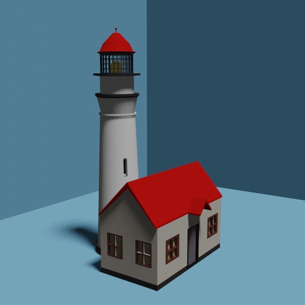 Lighthouse house with roof 3D model | CGTrader