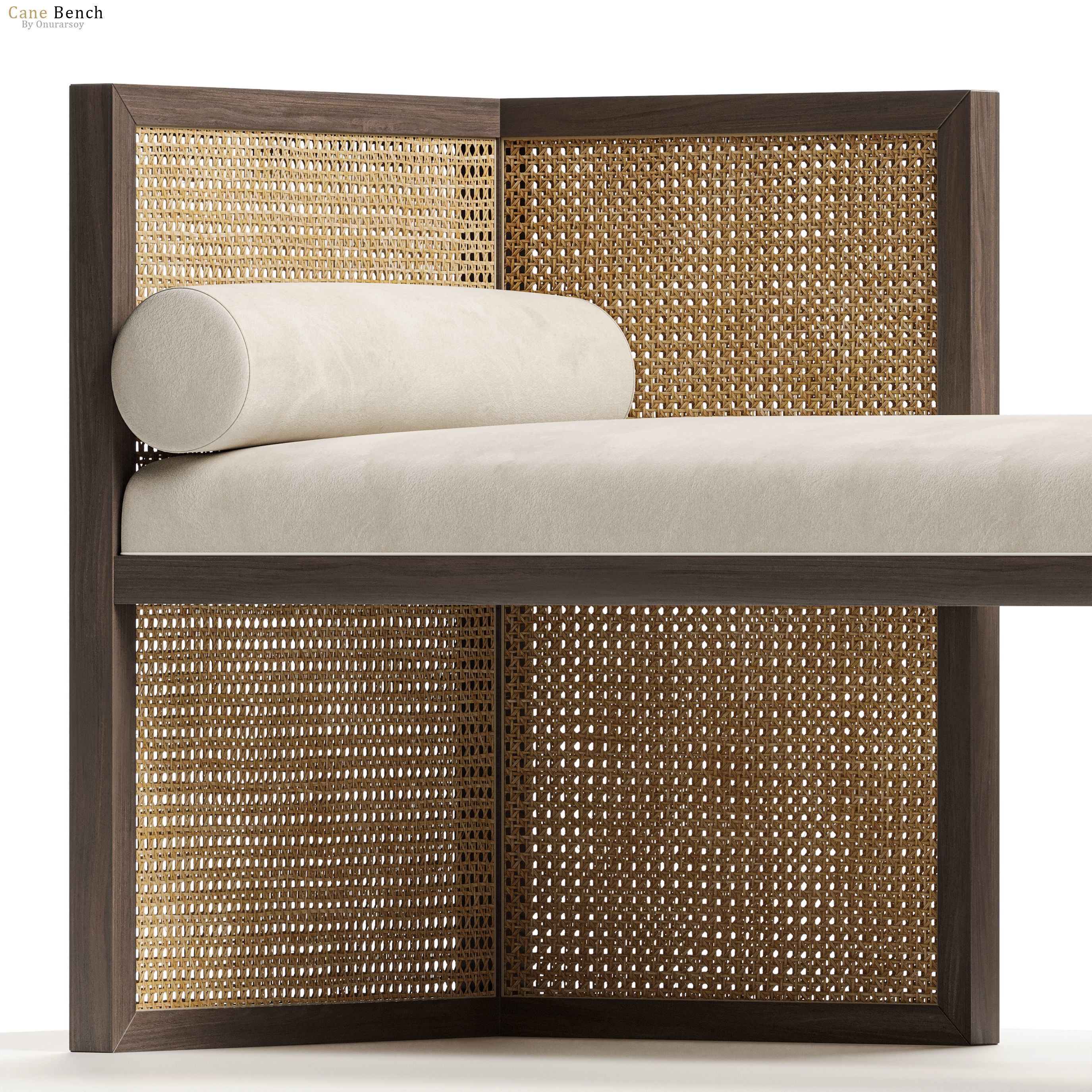 Crate and Barrel Asher Cane Bench 3D model | CGTrader